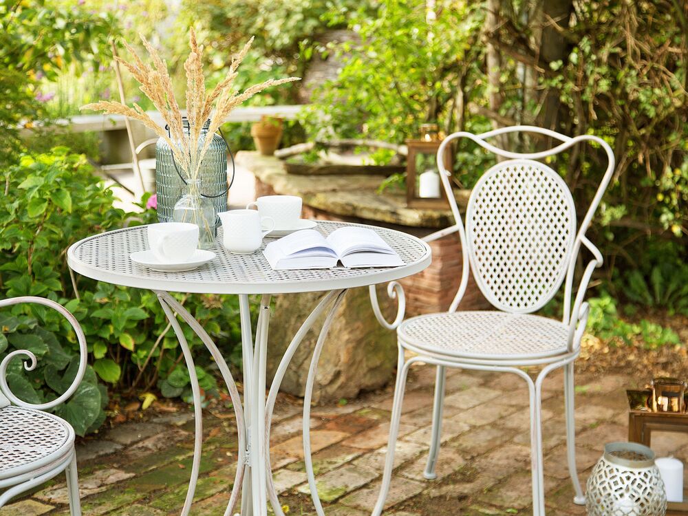 Grey metal bistro table store