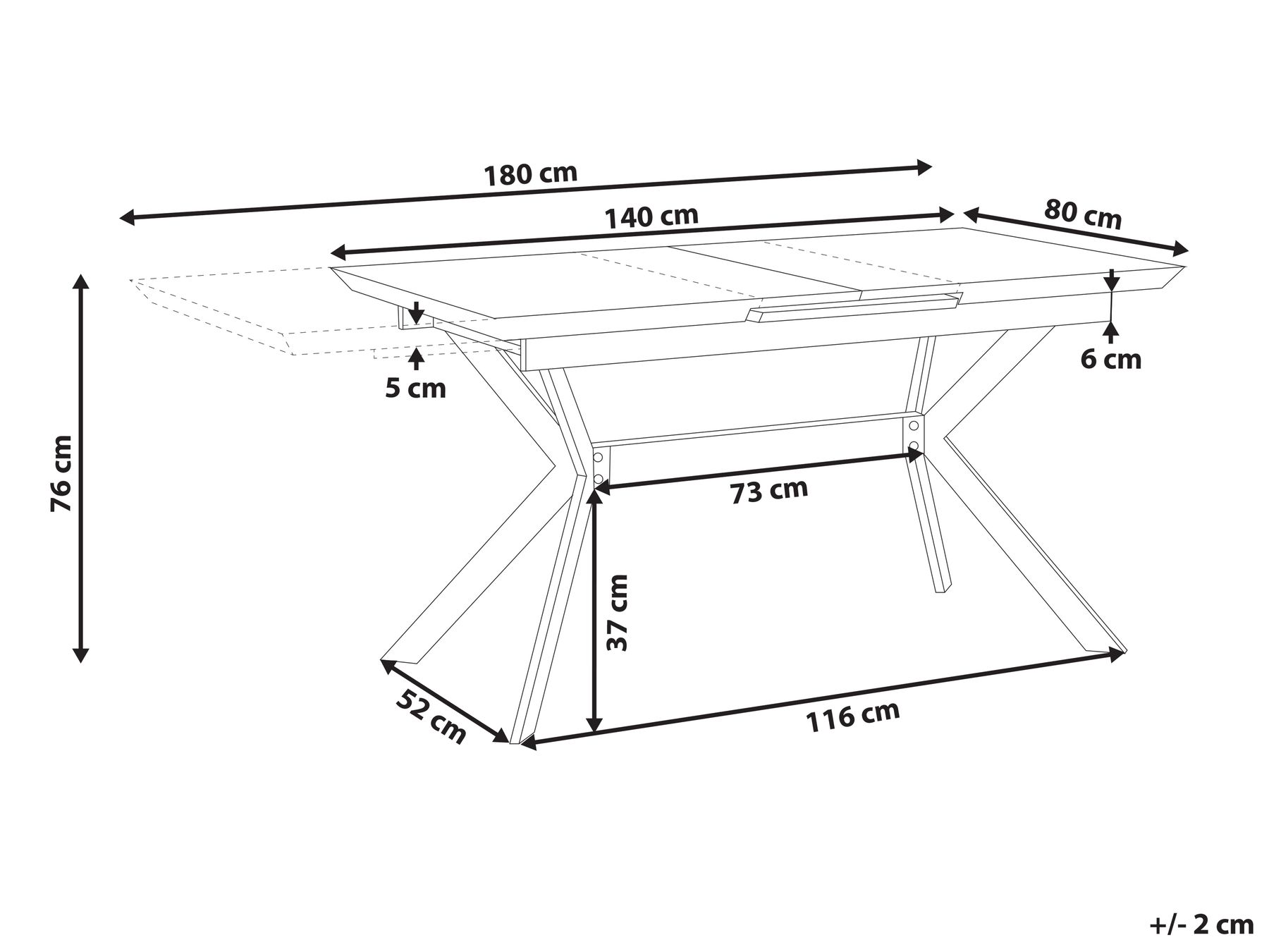 Extending Dining Table BENSON Light Grey 140/180 cm 80 cm | Beliani.co.uk