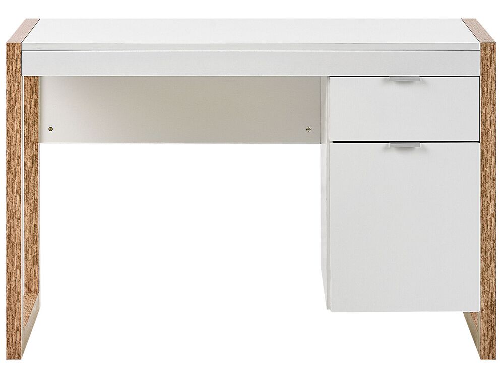 Home Office Desk JOHNSON Brown/ White 112 cm 50 cm with Storage ...