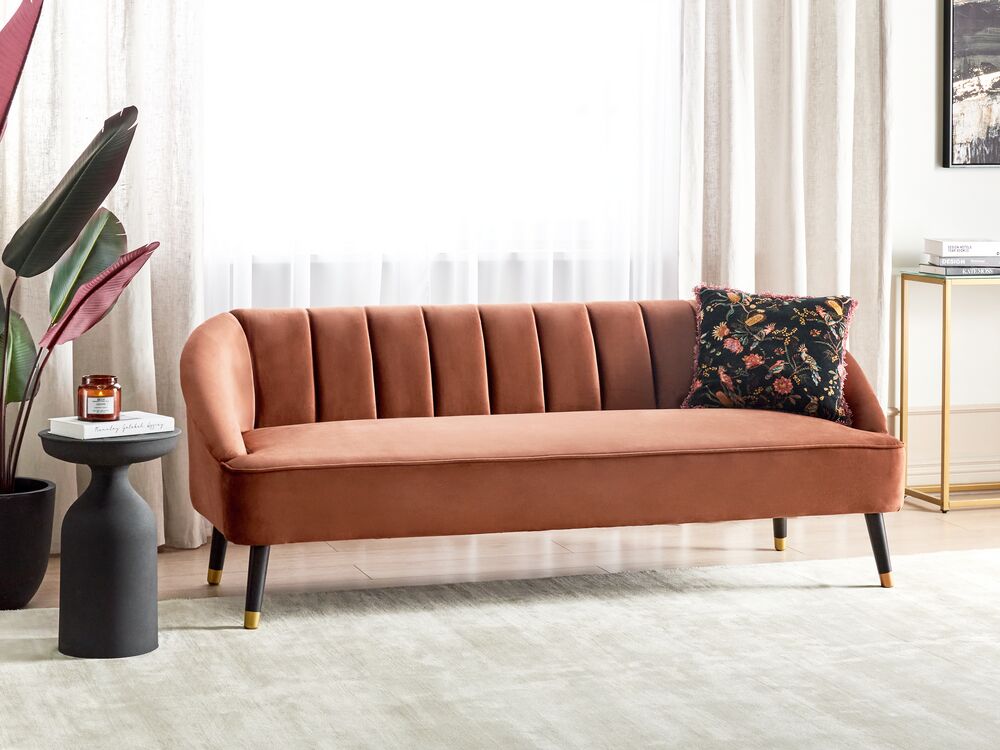 Brown velvet sofa store