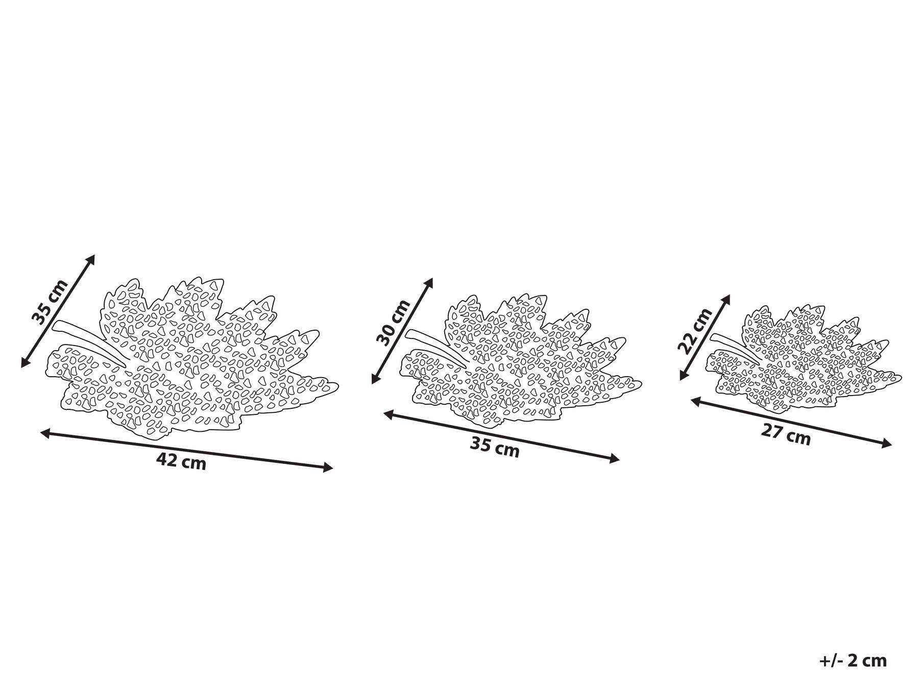 Set of 3 Trinket Dishes Leaf PEMALI Metal Gold | Beliani.co.uk