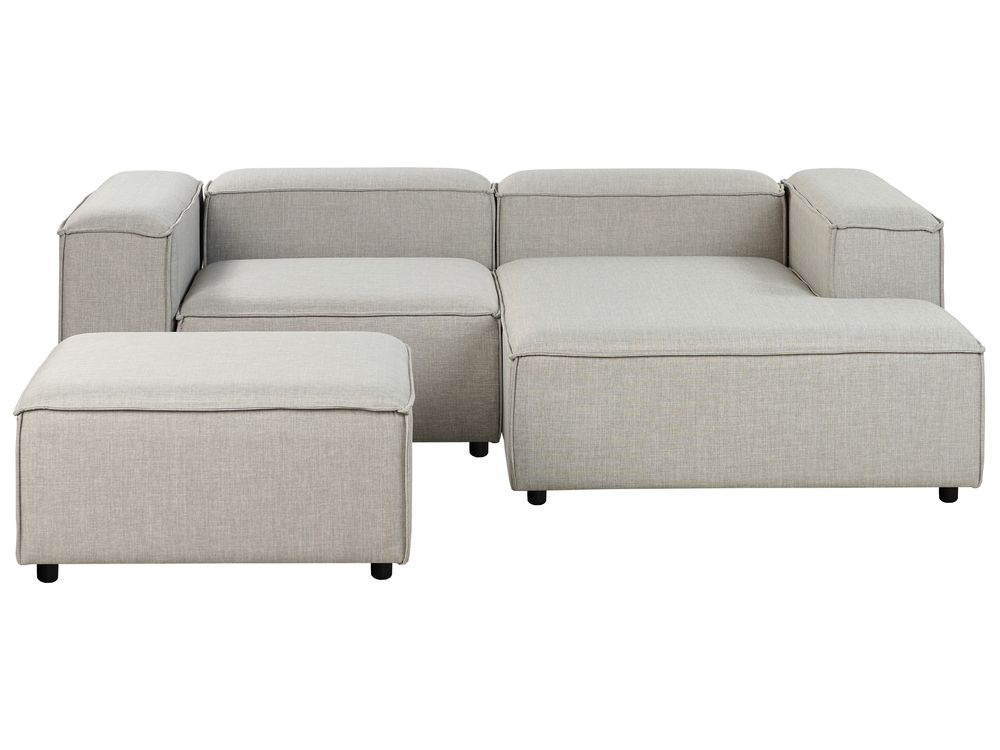 Left Hand 3 Seater Modular Fabric Corner Sofa with Ottoman Light Grey ARDAL Beliani