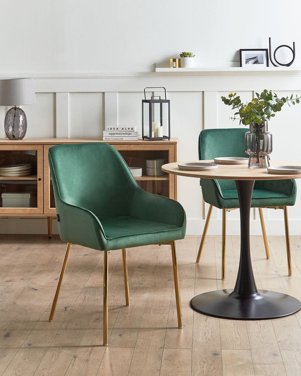 Conjunto de 2 sillas de comedor LOVERNA Terciopelo Beige | Beliani.es