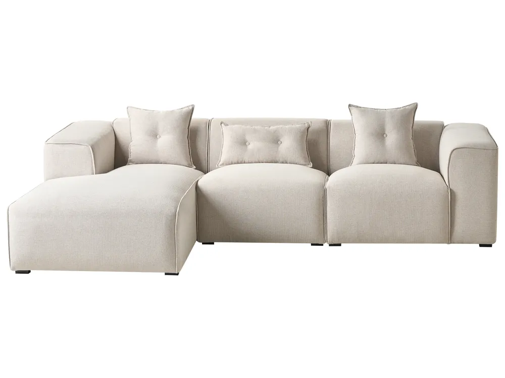 Divano angolare 3 posti DOLVA Tessuto Beige chiaro Lato destro | Beliani.it