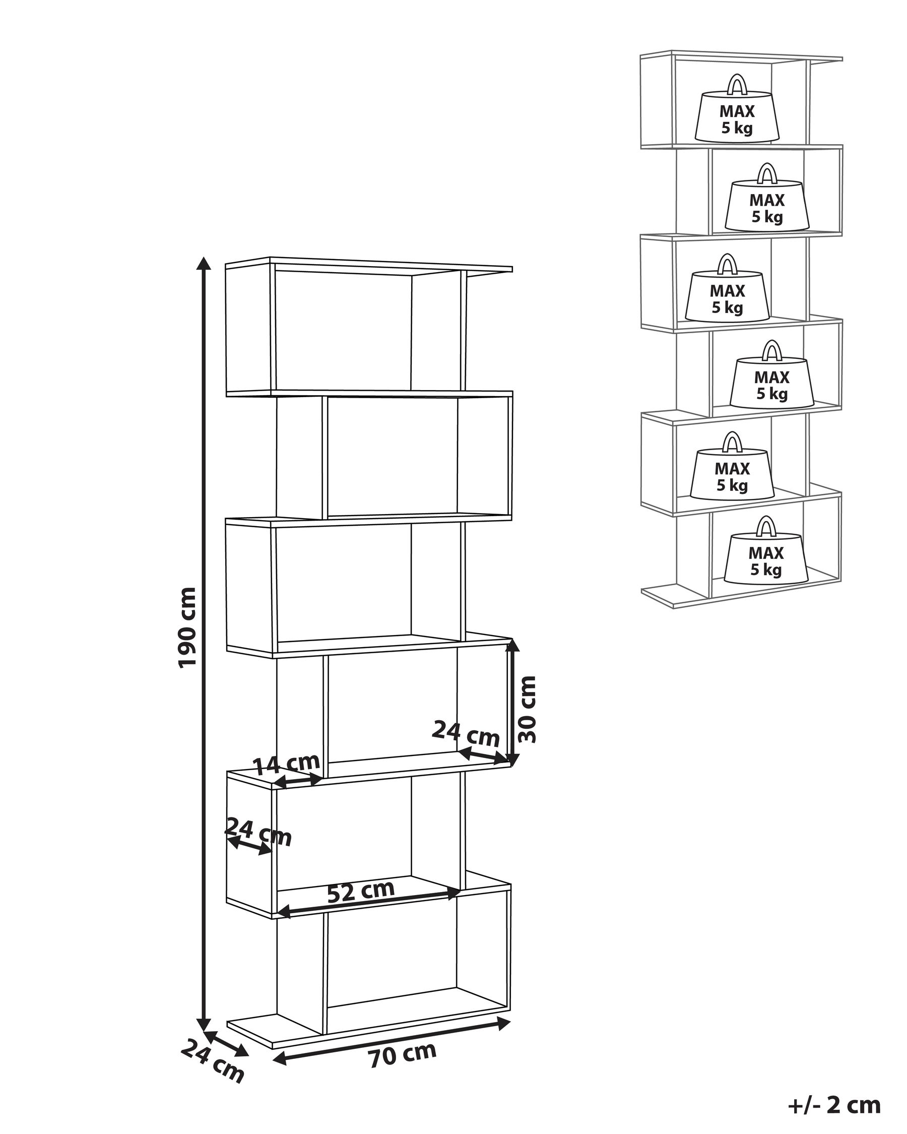 6 Tier Bookcase VALDOSA 190 cm Light Grey | Beliani.co.uk