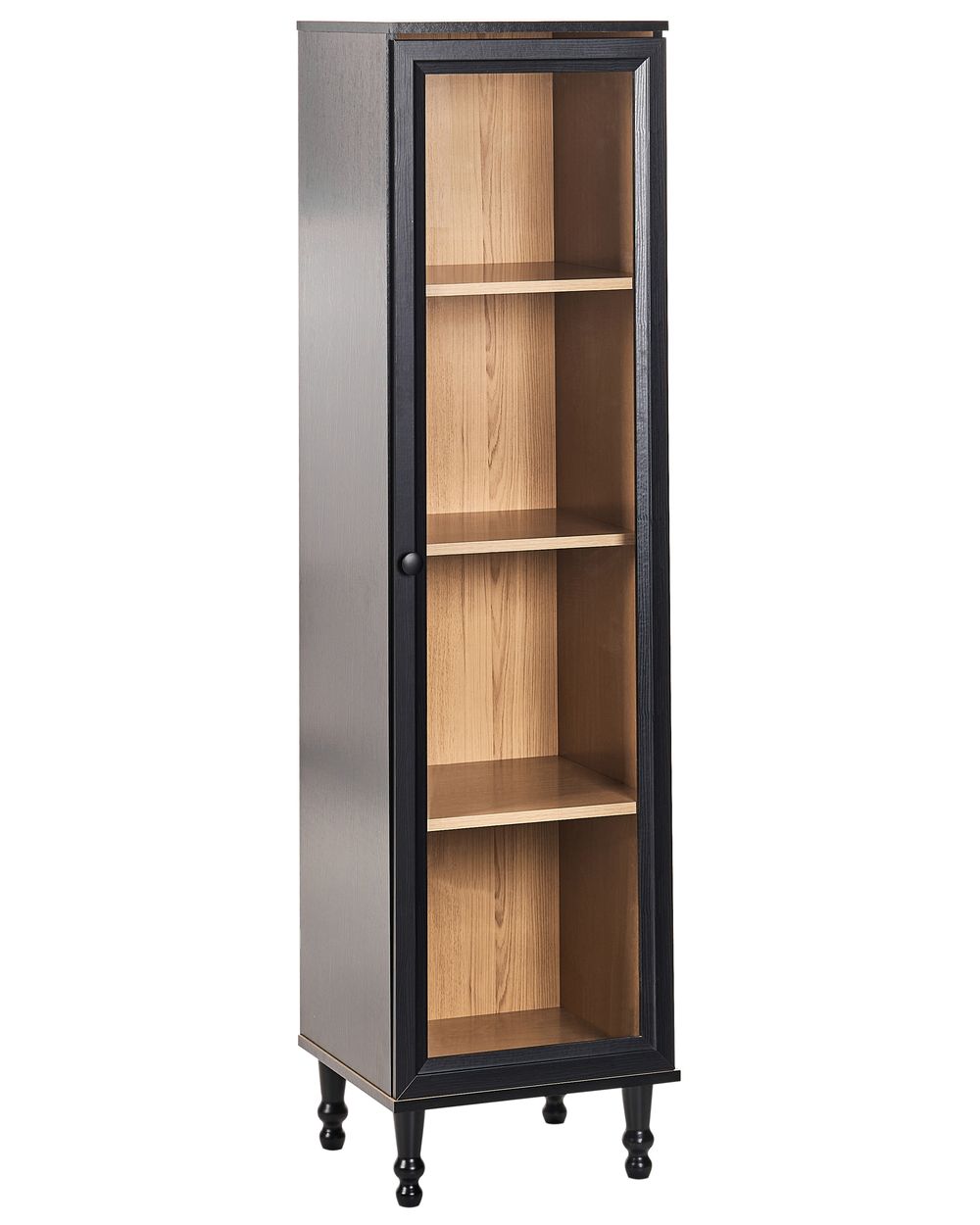 Tall slim glass display cabinet store