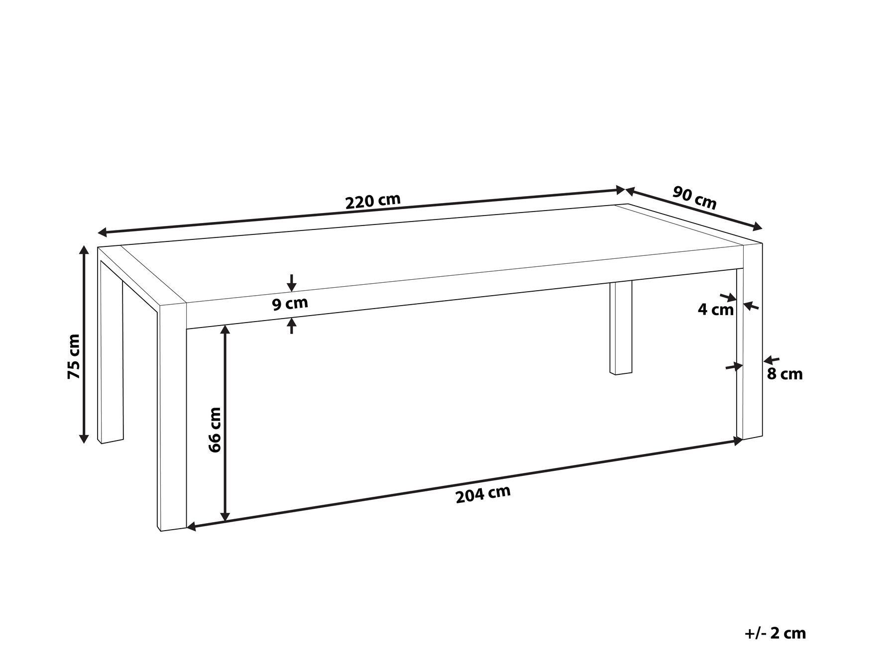 Dining Table ARCTIC Silver 220 cm 90 cm | Beliani.co.uk
