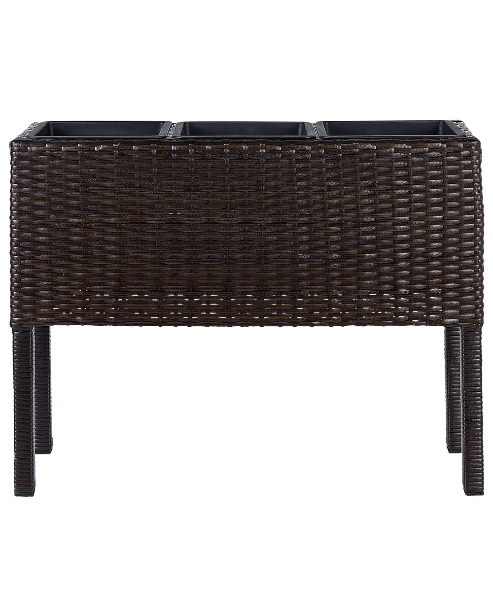 Elevated Plant Pot CARAGANA PE Rattan 77 cm Dark Brown | Beliani.co.uk