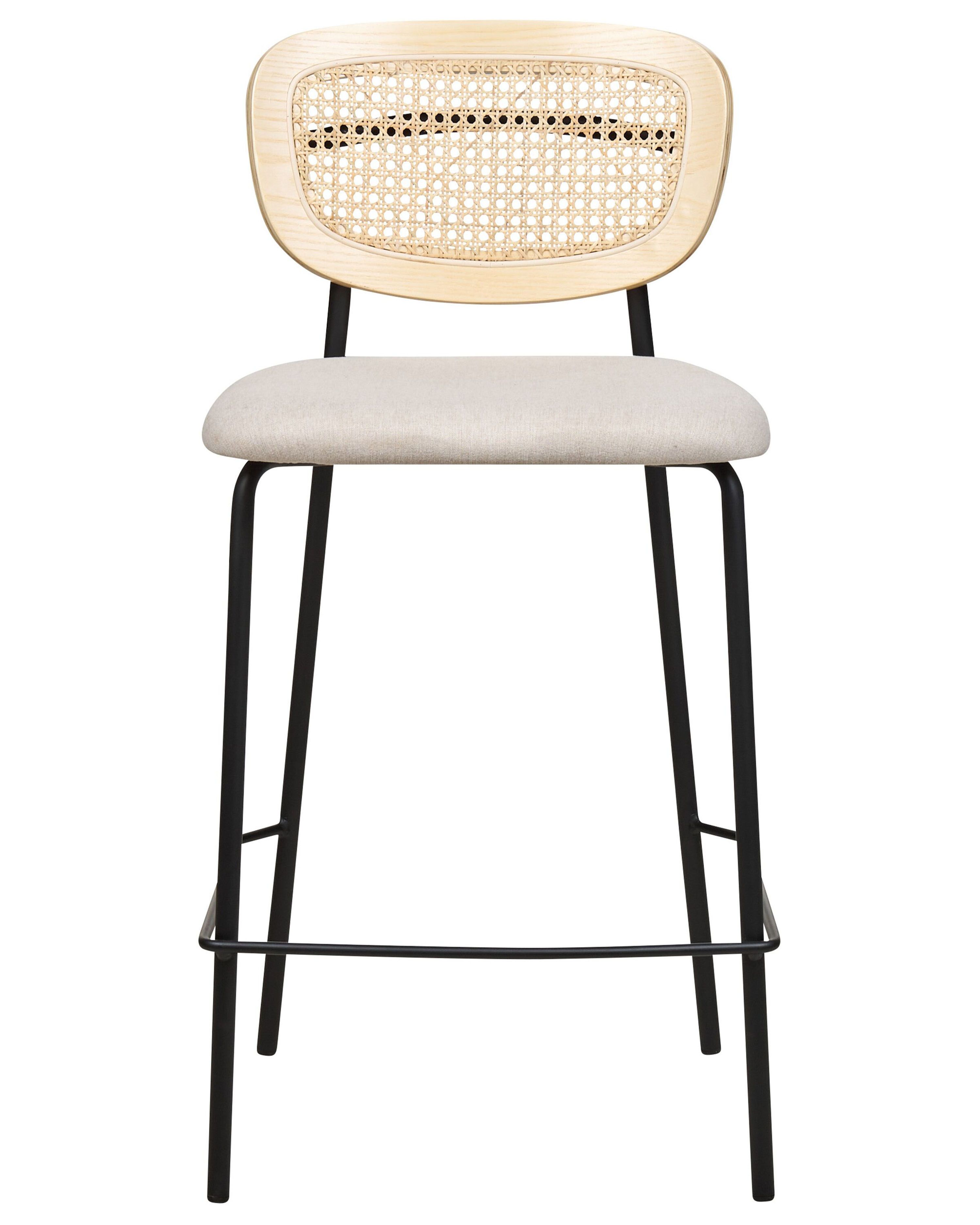 Set of 2 Bar Chairs MAYETTA Rattan Light Beige | Beliani.co.uk