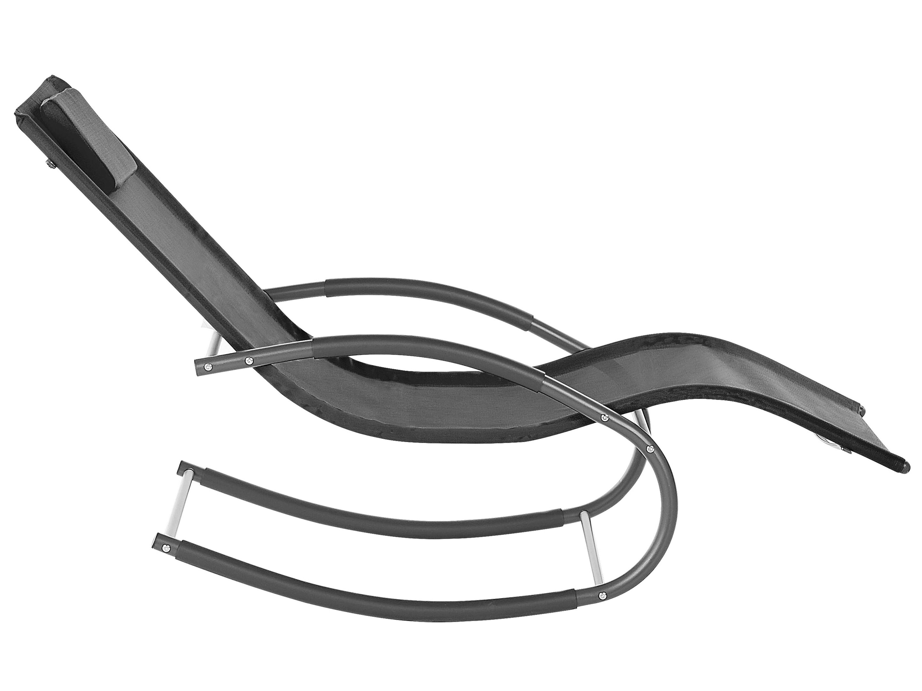 Rocking Sun Lounger CARANO II Metal Black | Beliani.co.uk
