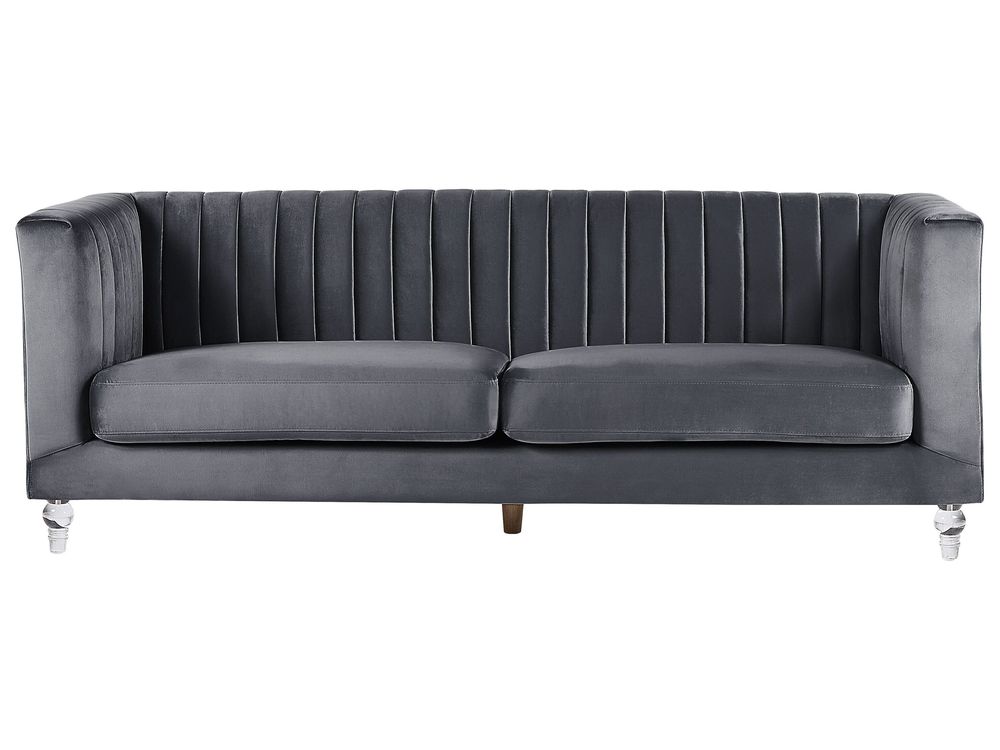 3 Seater Velvet Fabric Sofa Grey ARVIKA Beliani