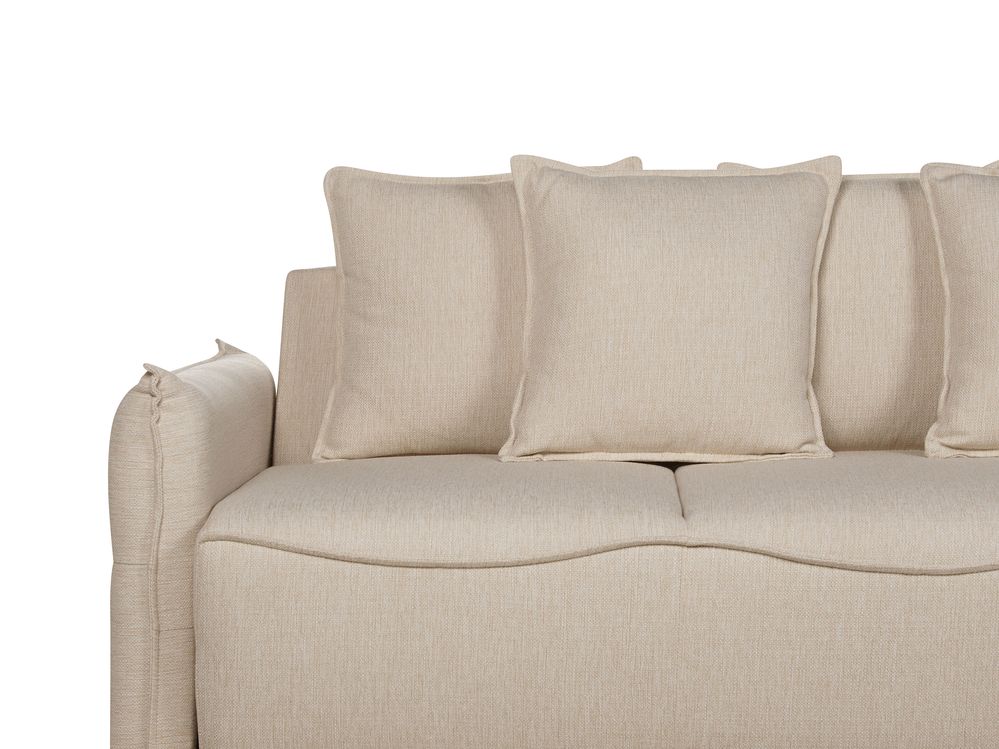 Fabric Sofa Bed with Storage Beige KRAMA Beliani