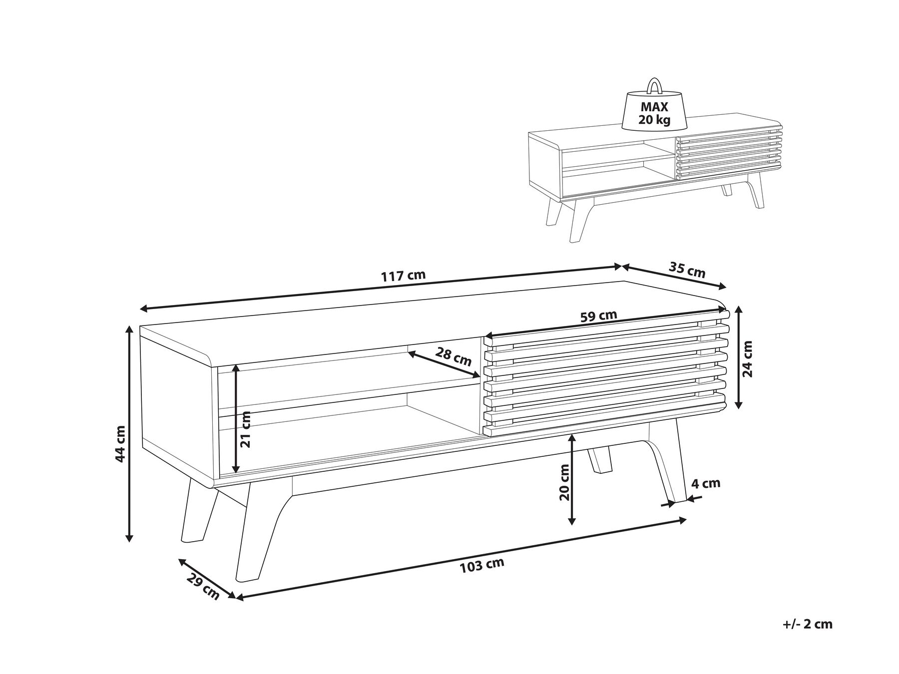 TV Stand TOLEDO II Brown/ White | Beliani.co.uk