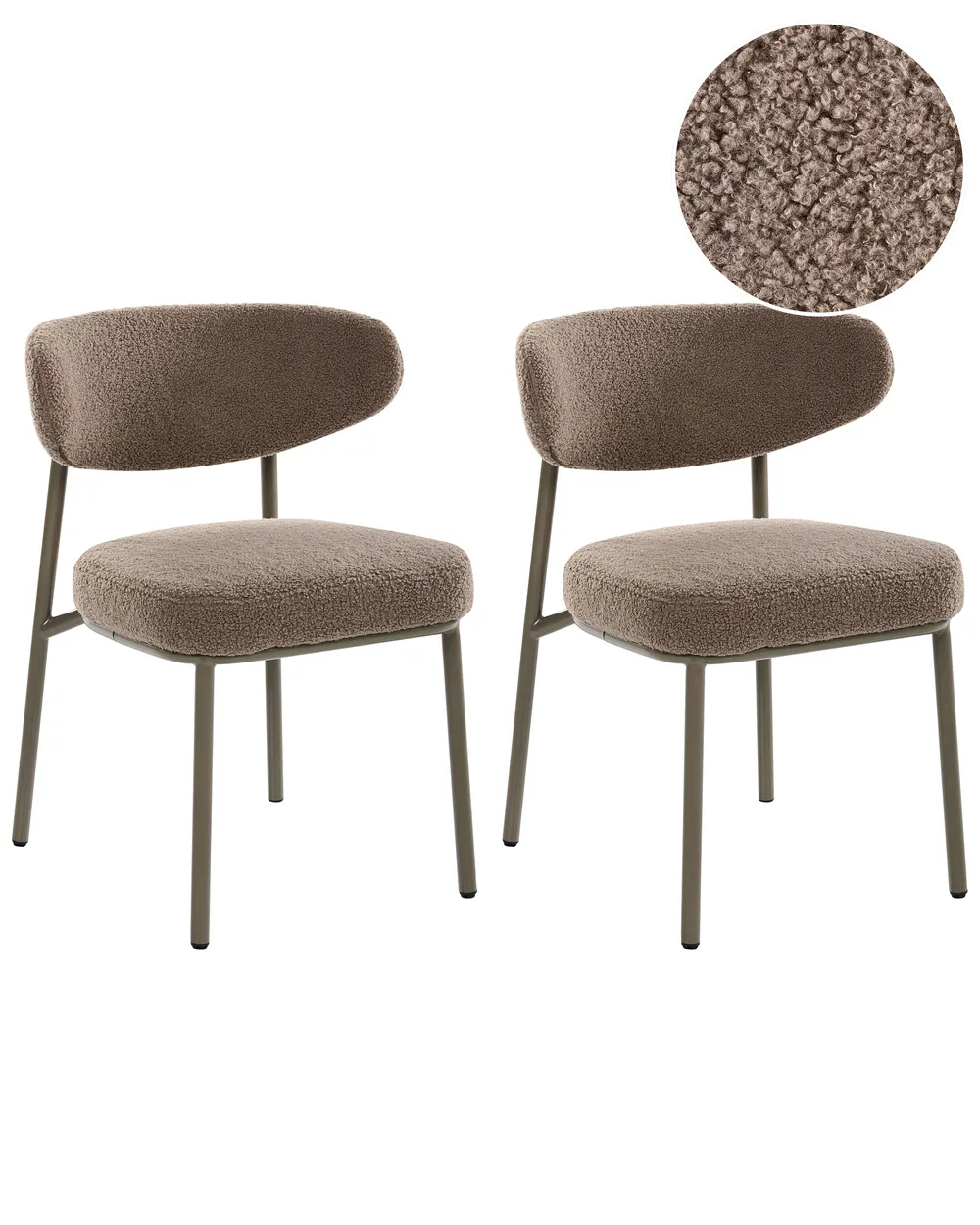 Conjunto de 2 cadeiras de jantar UNITY Bouclé Taupe | Beliani.pt