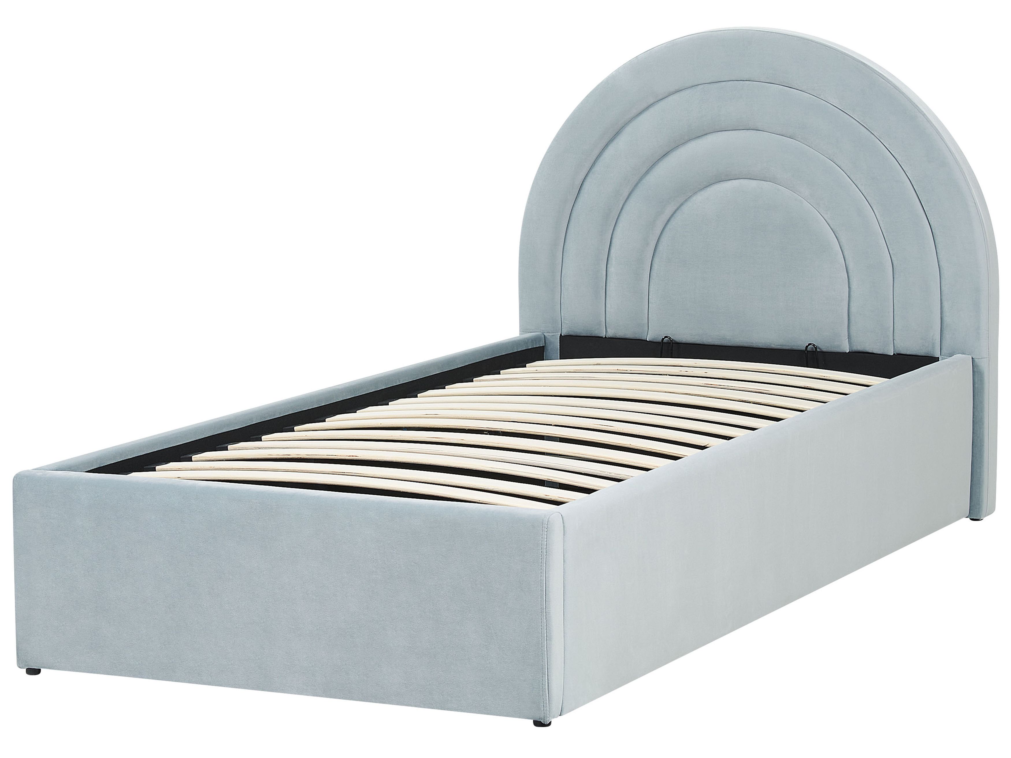 Kids Ottoman Bed Velvet ANET 90 x 200 cm (EU Single) Light Blue ...