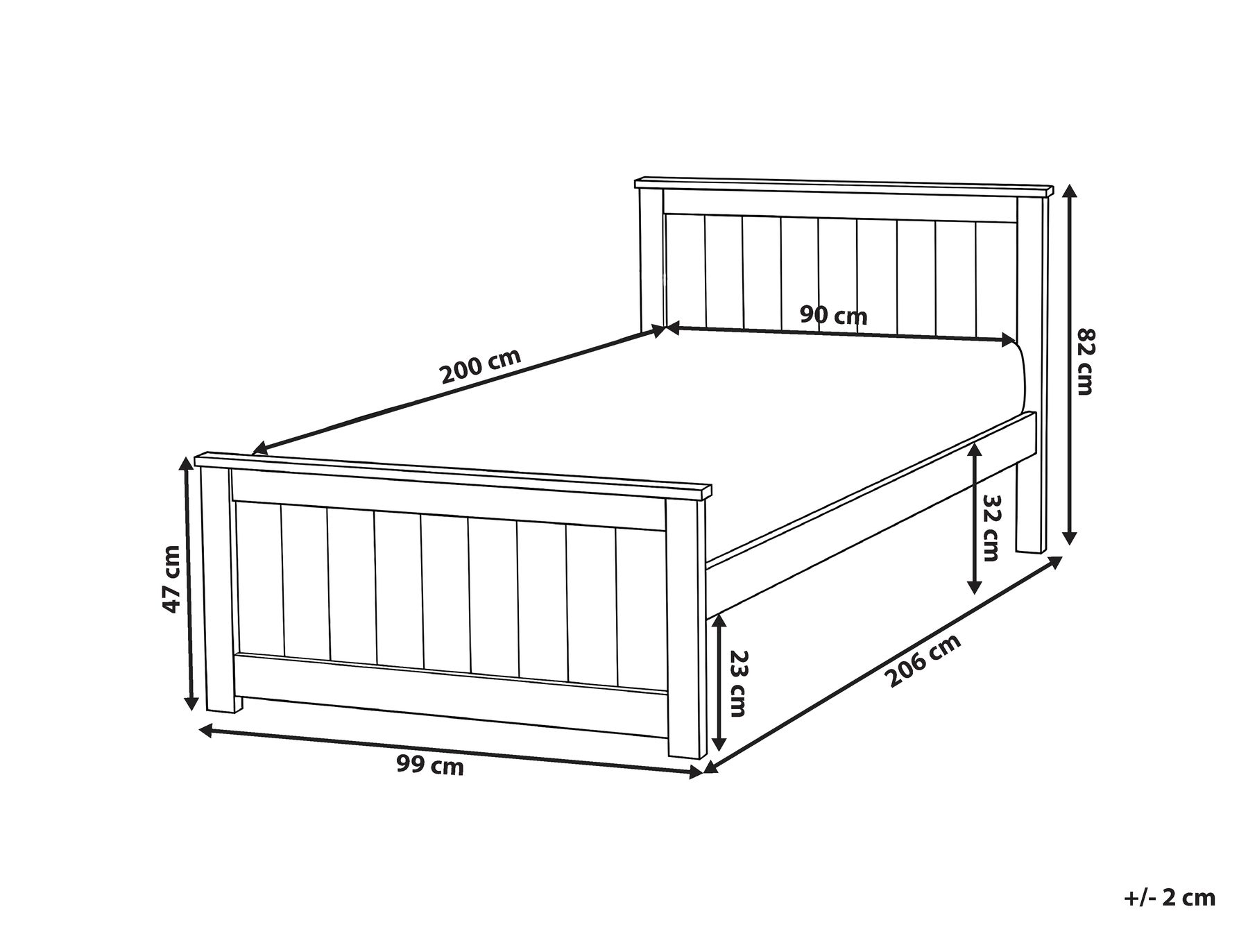 Bed Pine Wood SABRAN 90 x 200 cm (EU Single) White | Beliani.co.uk