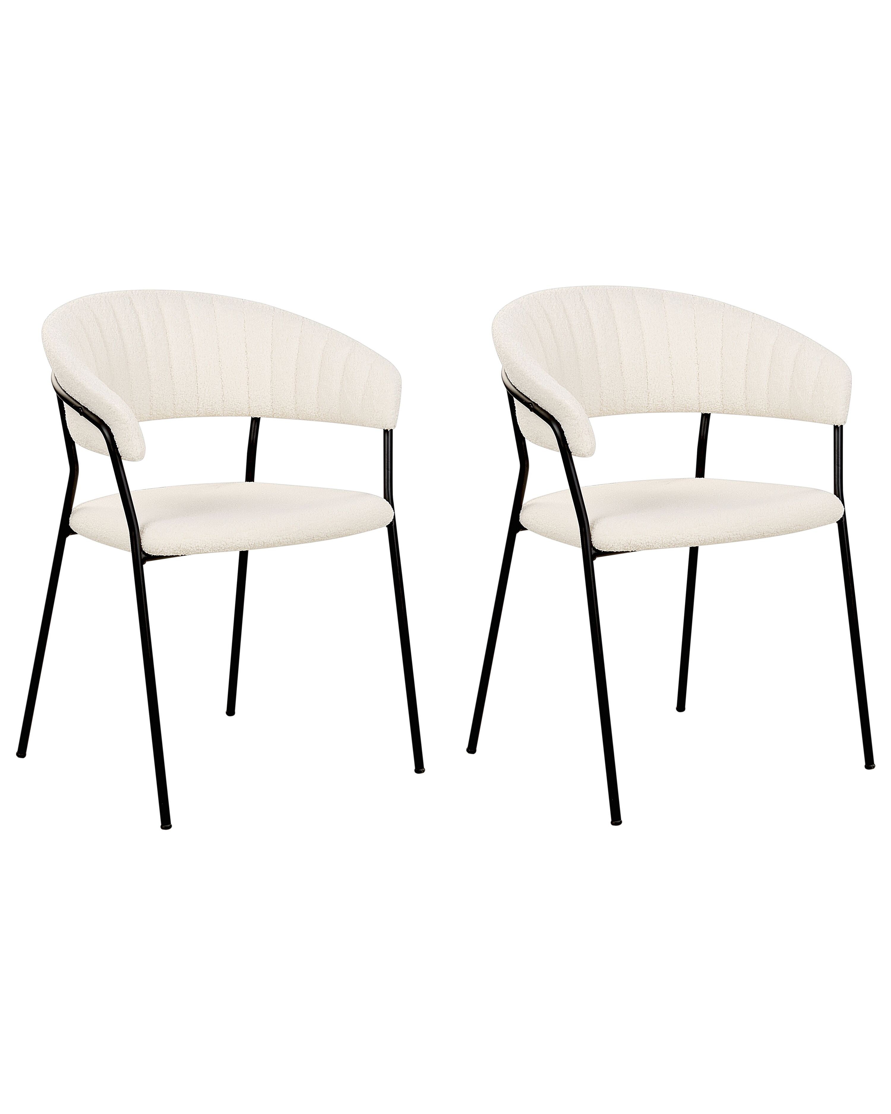 Set of 2 Dining Chairs MARIPOSA Boucle Off-White | Beliani.co.uk