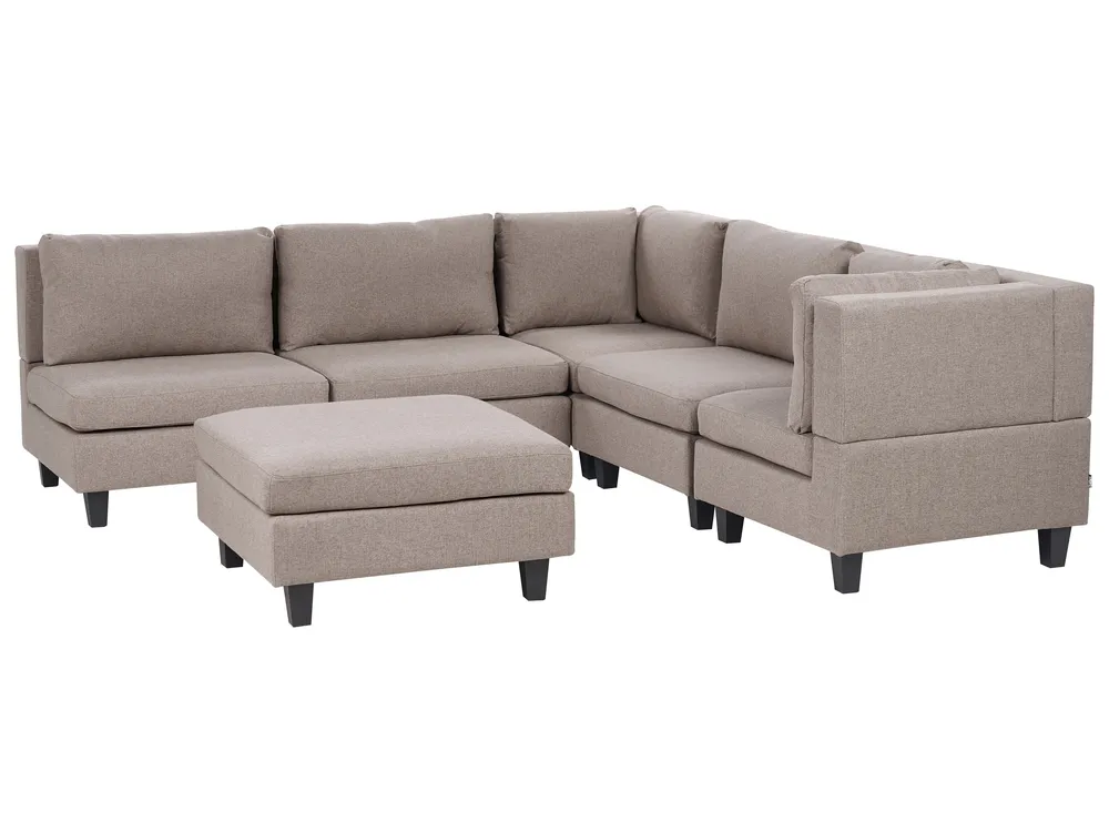 Modular Corner Sofa 5 Seater UNSTAD Faux Leather Black with Ottoman ...