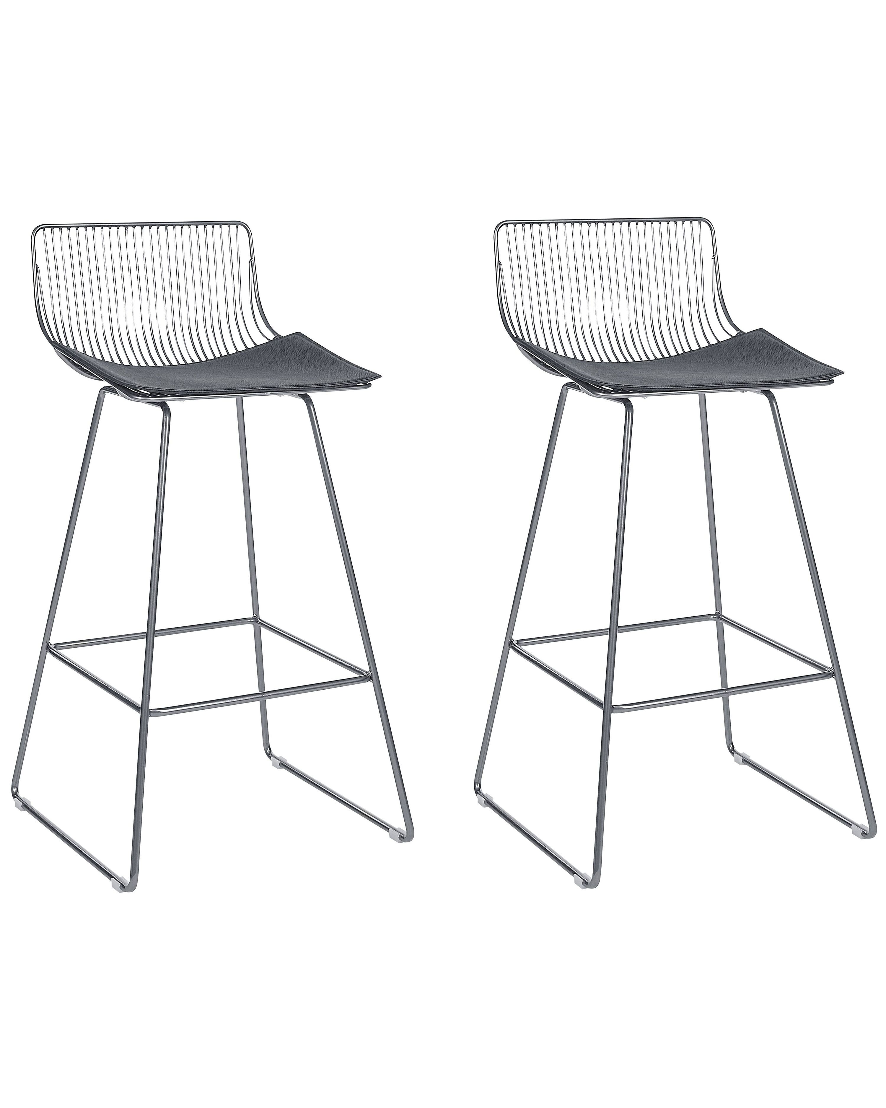 Barhocker 2er Set Metall Silber FREDONIA | Beliani.de