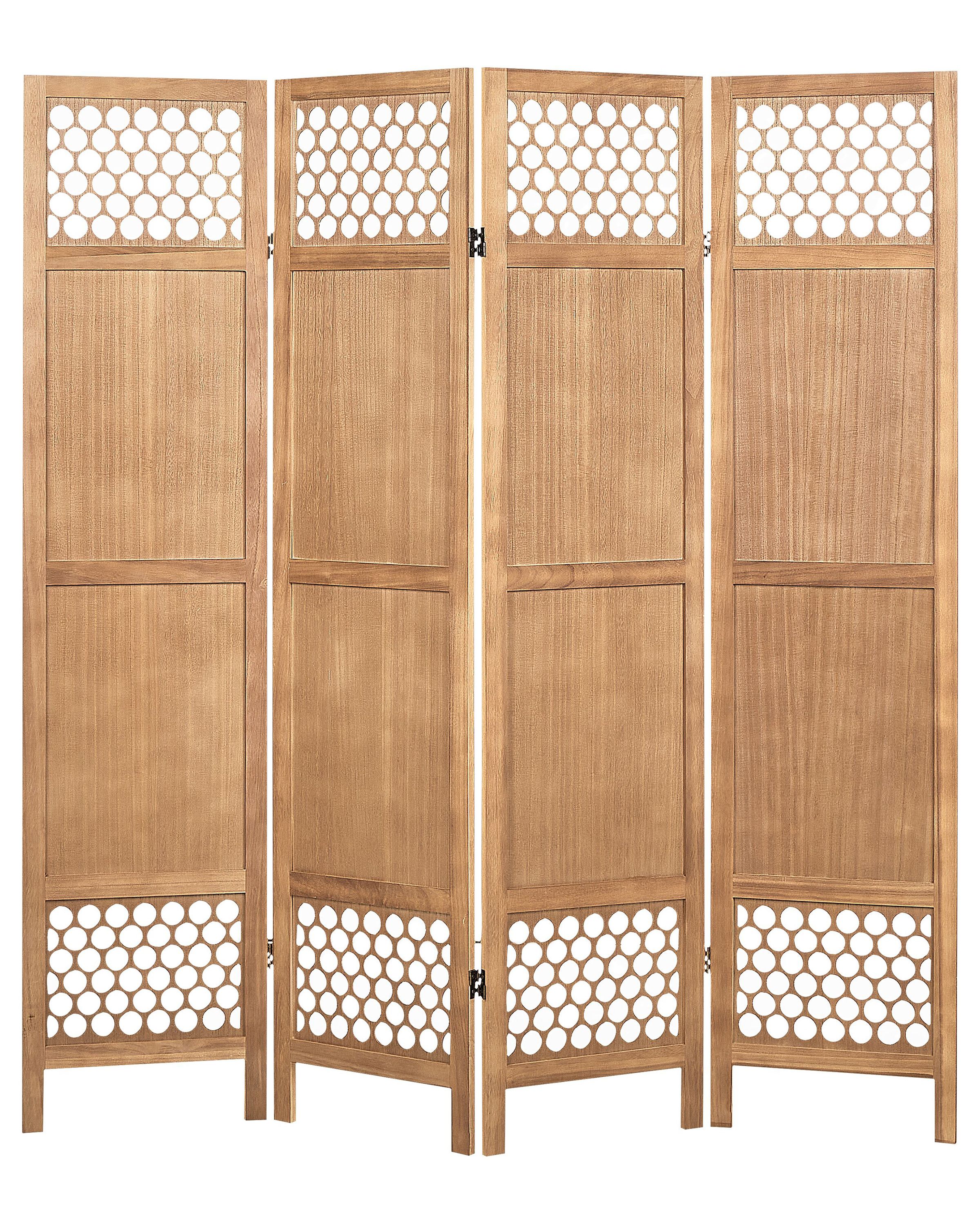 Wooden Folding 4 Panel Room Divider 170 x 163 cm Light Wood CERTOSA ...