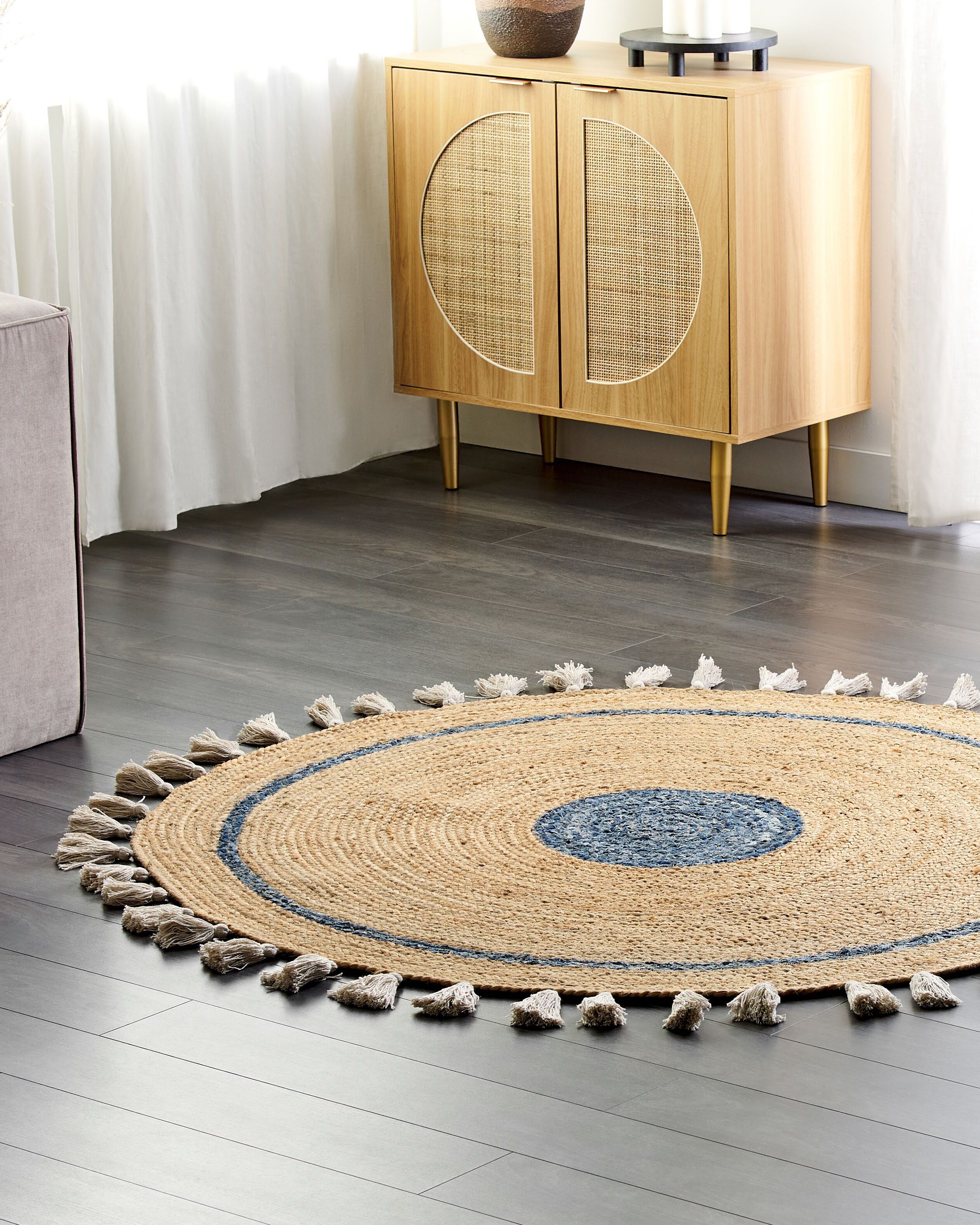 Gulvtæppe OBAKOY Blå ø 140 cm Jute | Beliani.dk