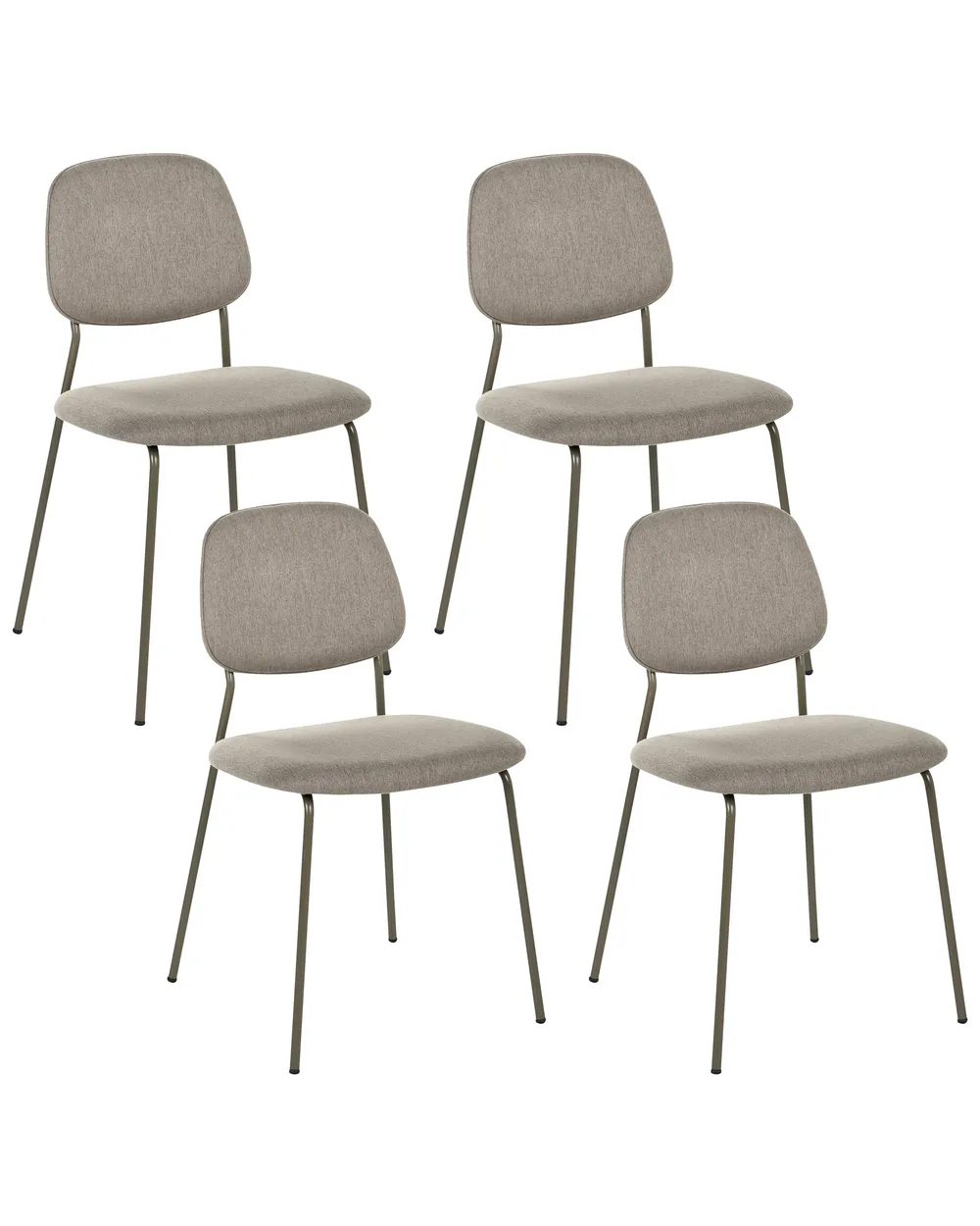 Set van 4 eetkamerstoelen RILEY Stof Taupe | Beliani.nl