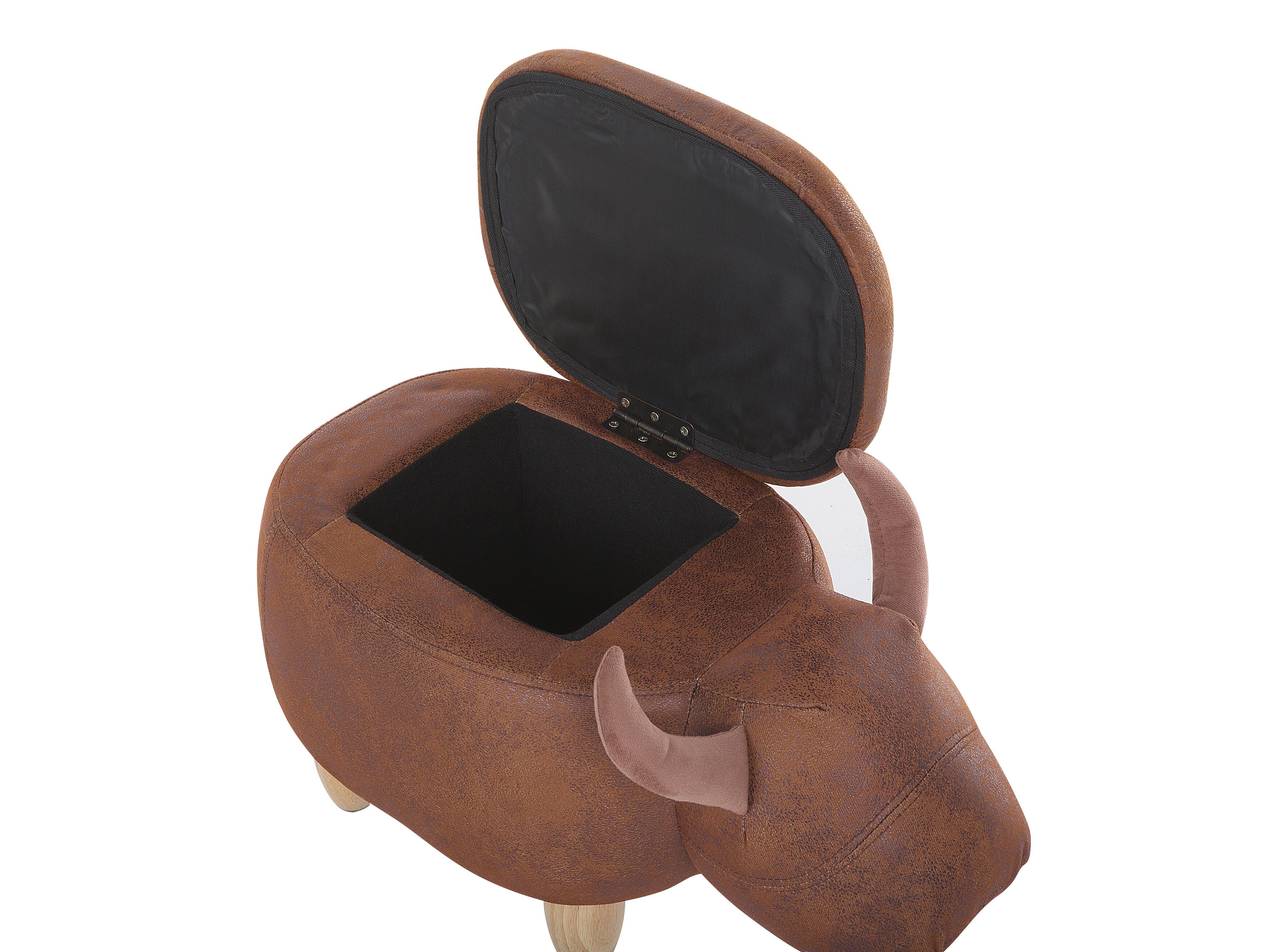 Faux Leather Storage Animal Stool Brown COW | Beliani.nl