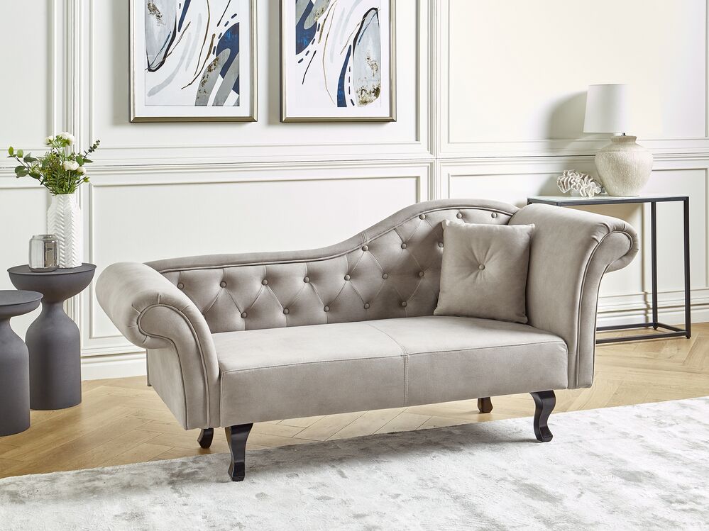 Left-Hand Chaise Lounge LATTES II Velvet Black with Cushion | Beliani.co.uk
