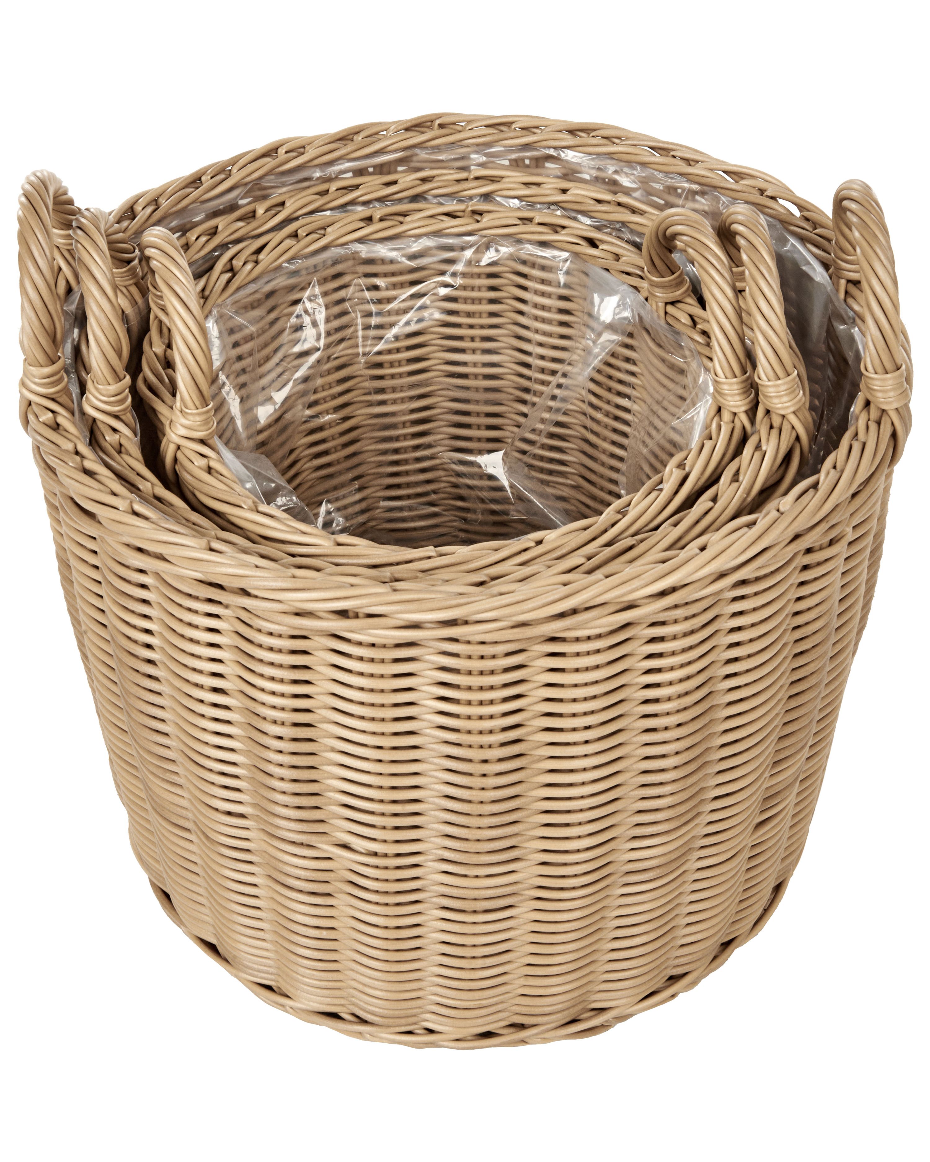Set di 3 vasi per piante PENDULA Rattan sintetico Naturale | Beliani.it