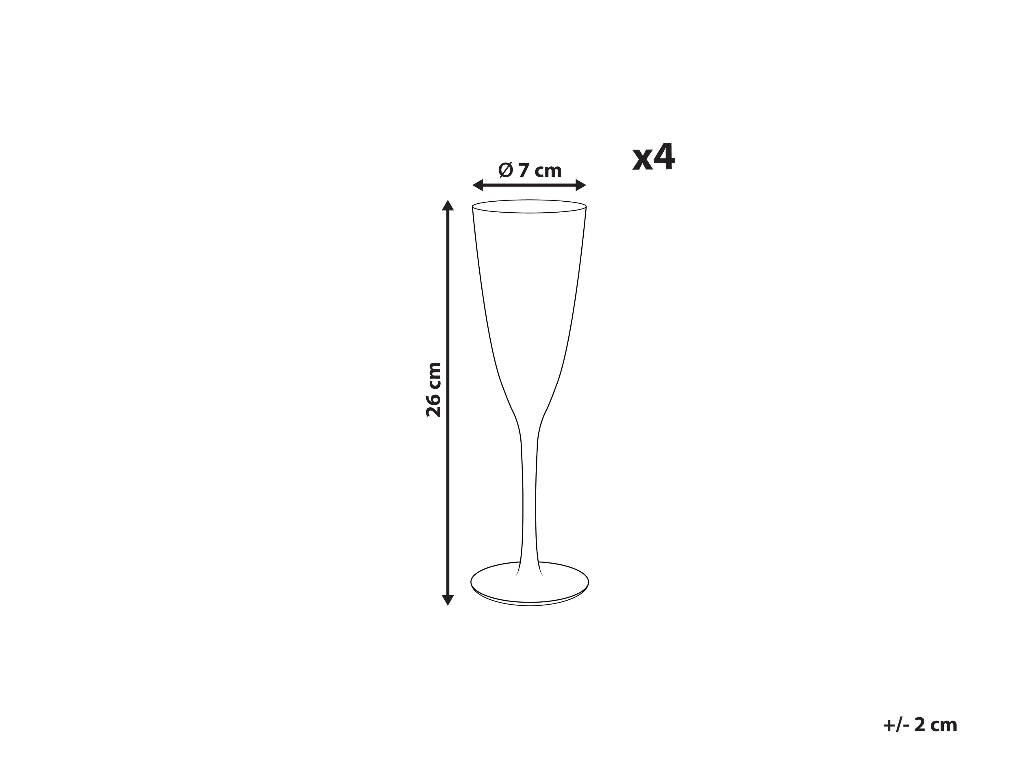 Lot de 4 flûtes à champagne avec bordure dorée 250 ml TOPAZ | Beliani.fr