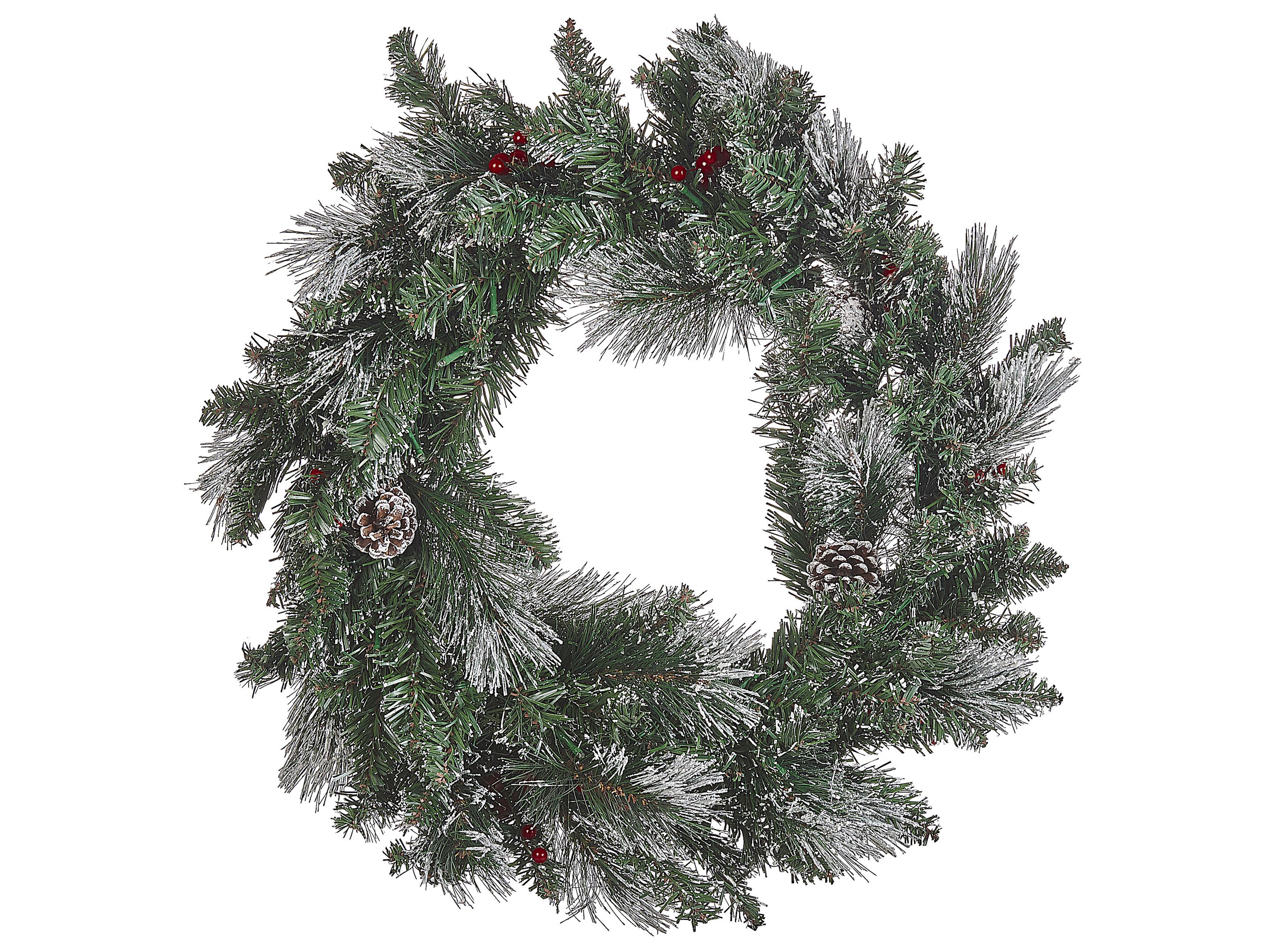 Weihnachtskranz grün mit LED-Beleuchtung Schnee bedeckt ⌀ 40 cm WAPTA | Beliani.at