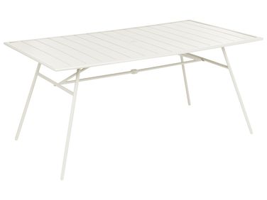 Garden Dining Table TERENZO 90 cm 160 cm Metal Light Beige | Beliani.co.uk