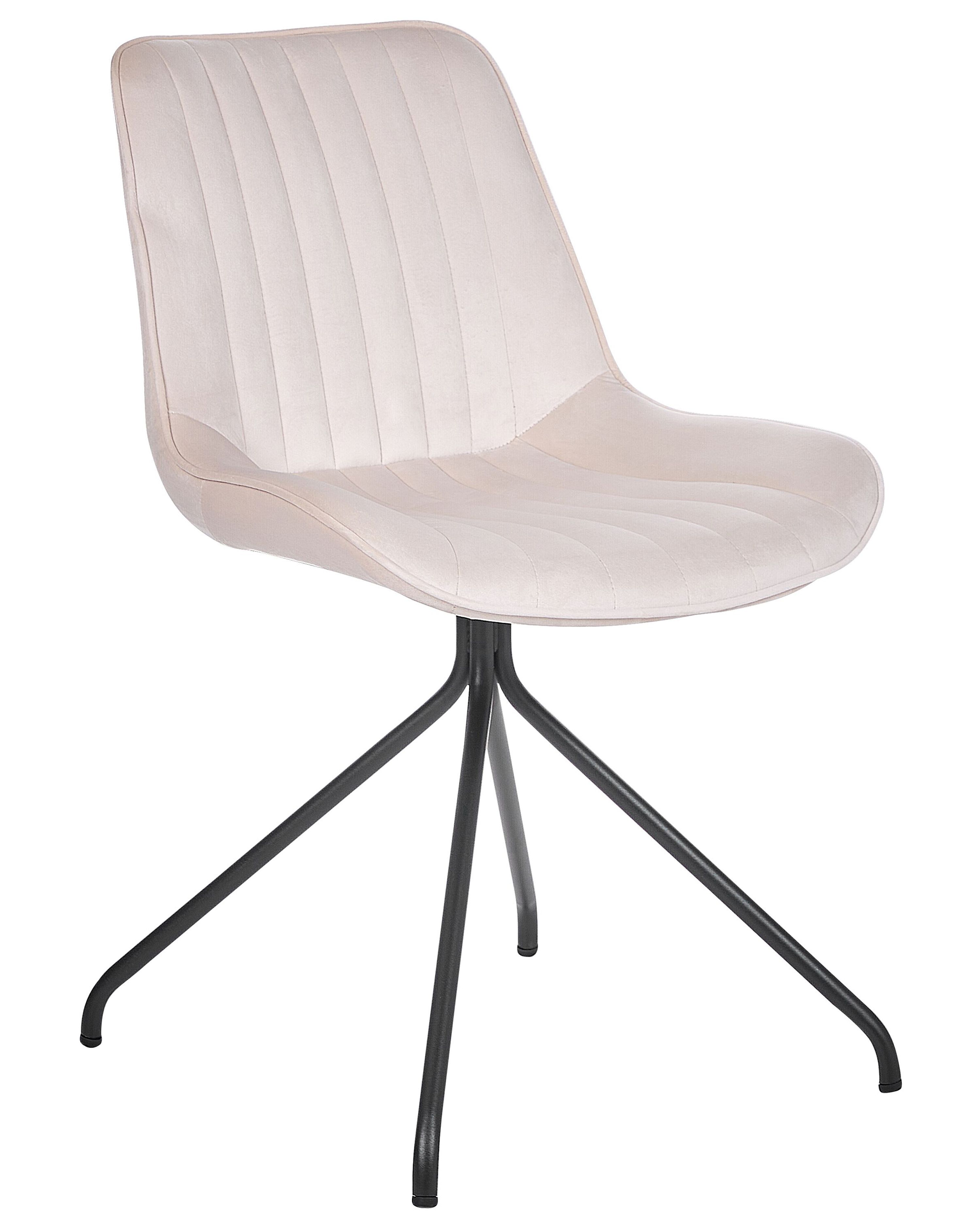 Set med 2 matstolar NAVASOTA Sammet Beige | Beliani.se