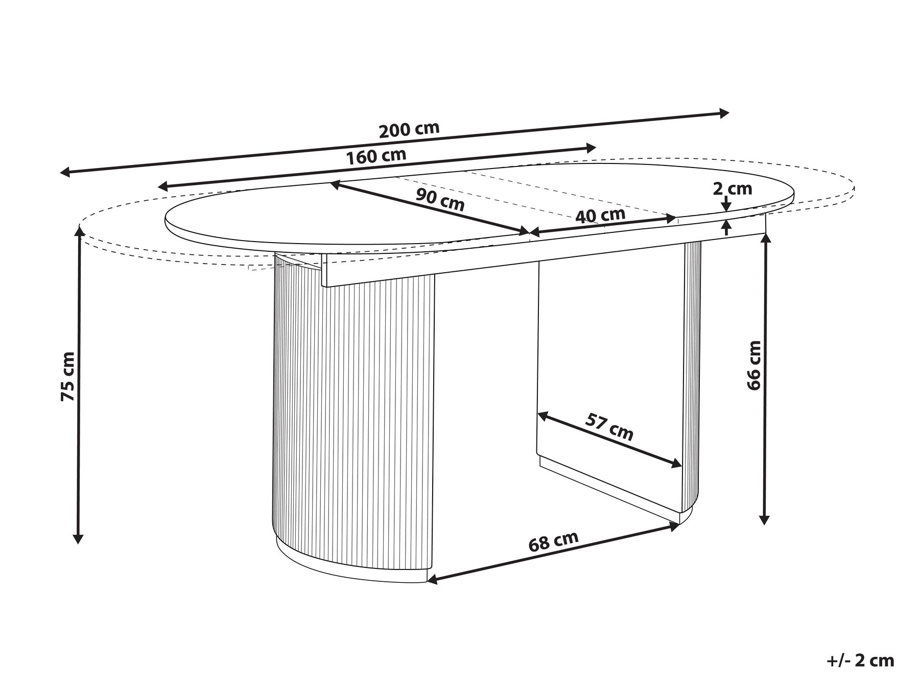 Extending Dining Table DULVERTON White 90 cm 160/200 cm | Beliani.co.uk
