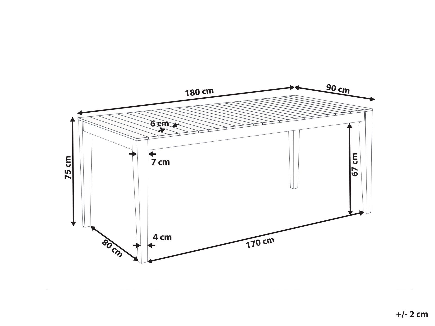 Garden Dining Table CHIOGGIA 90 cm 180 cm Certified Acacia Wood Light ...