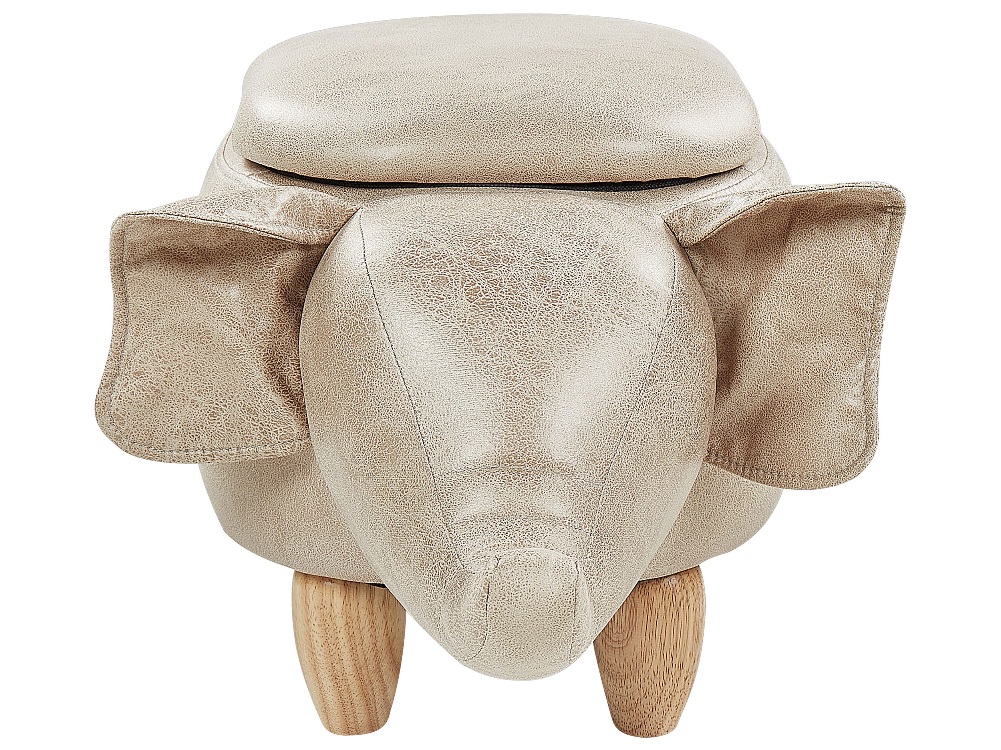 Faux Leather Storage Animal Stool Taupe ELEPHANT | Beliani.co.uk