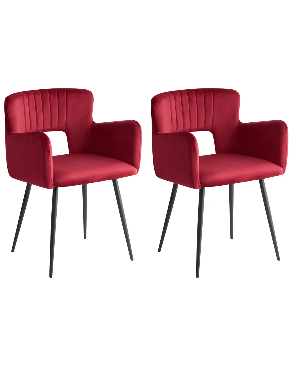 Set of 2 Dining Chairs SANILAC Velvet Dark Red | Beliani.co.uk