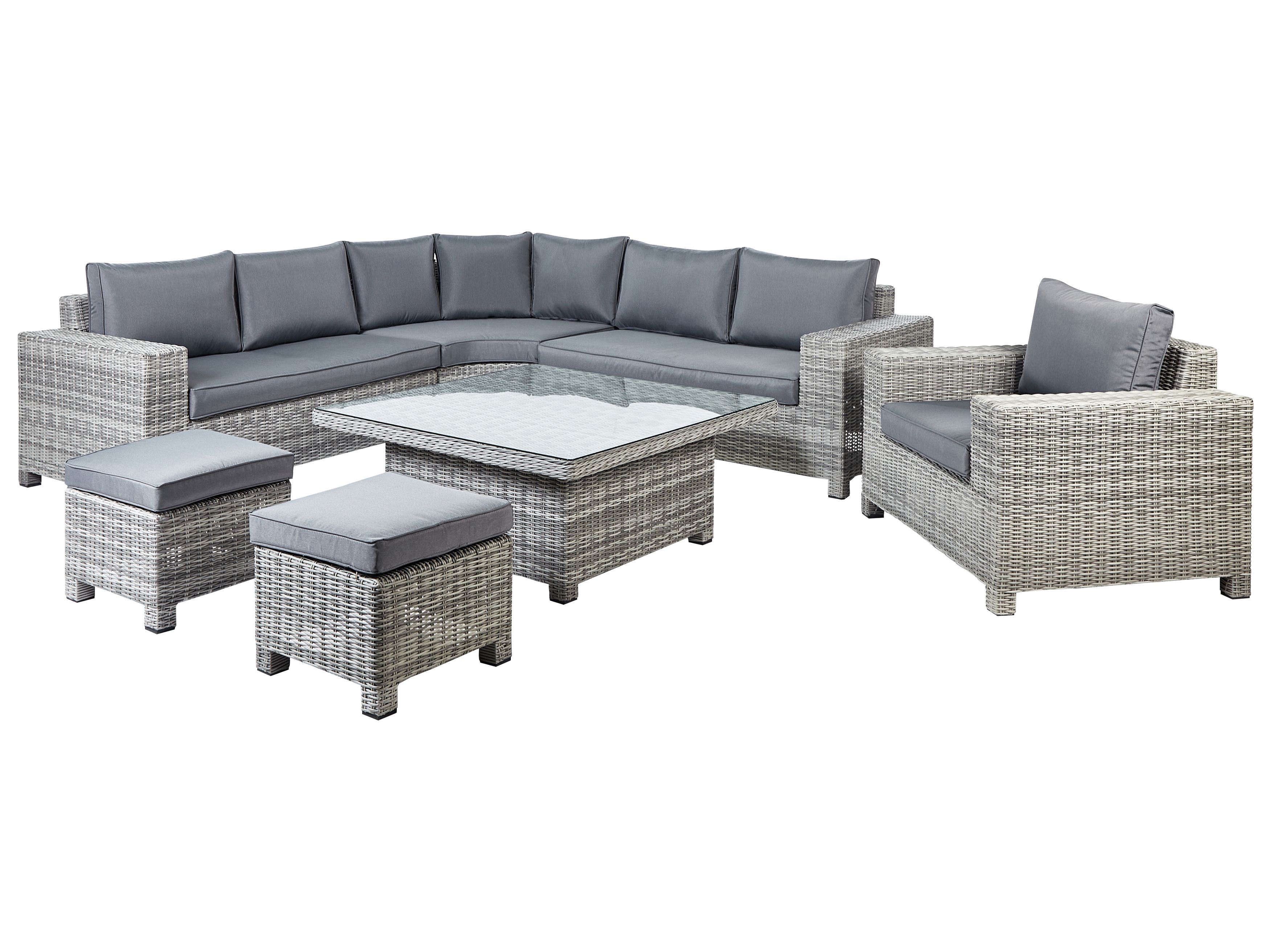 9 Seater PE Rattan Modular Garden Lounge Set Grey TEGLIO | Beliani.co.uk