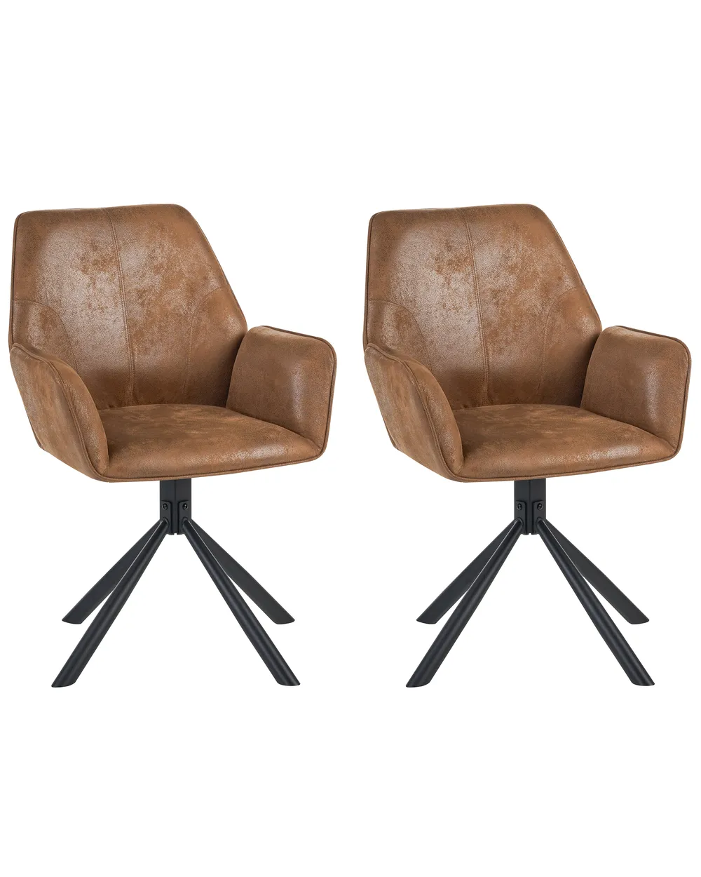 Esszimmerstuhl 2er Set drehbar WARNER Kunstwildleder Hellbraun | Beliani.at