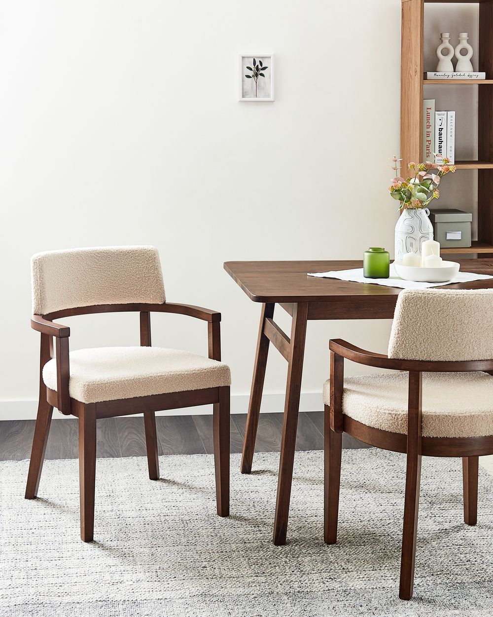 Sett med 2 spisestoler SANILAC Bouclé Beige | Beliani.no