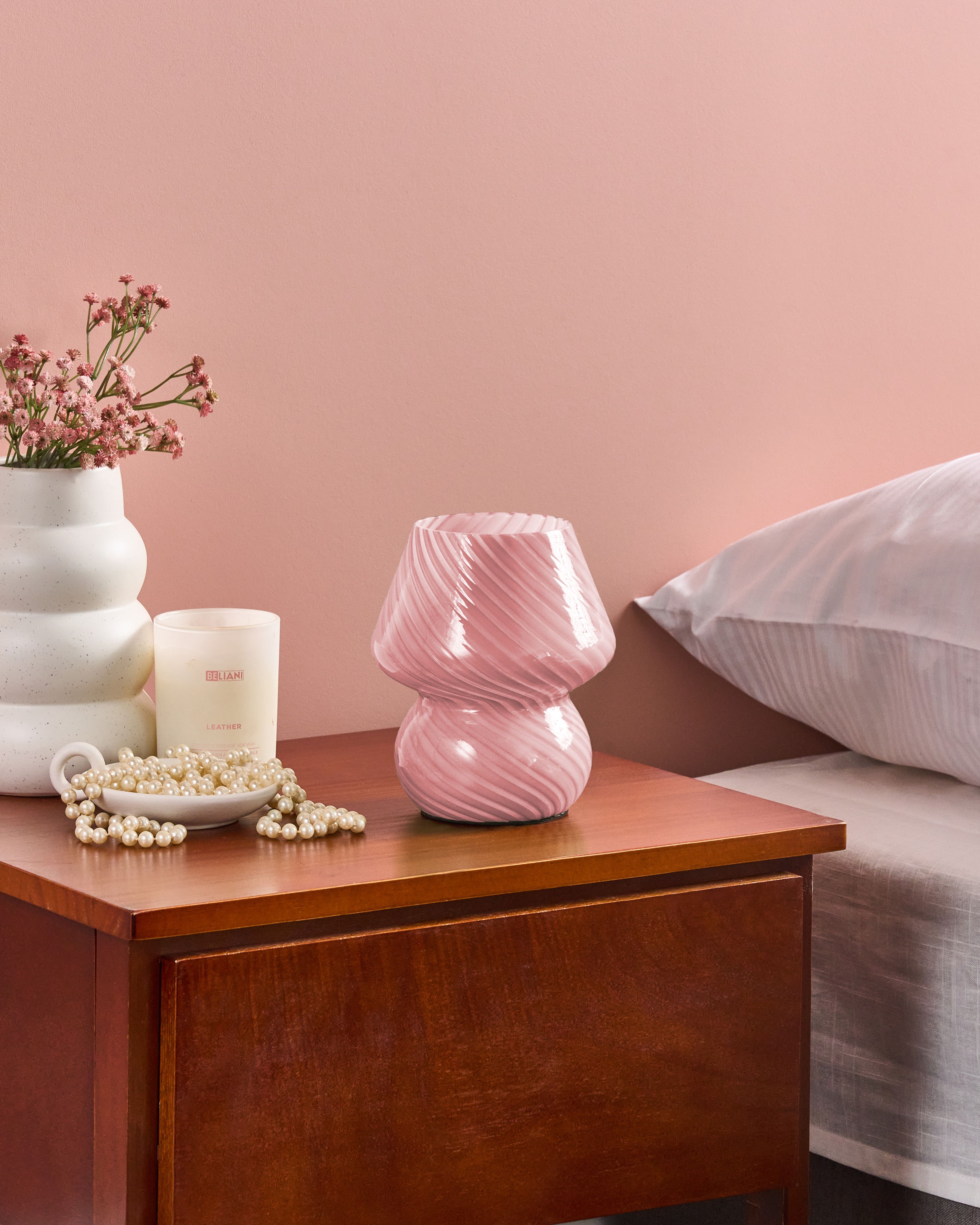Glass Table Lamp Pink LOBO | Beliani.co.uk