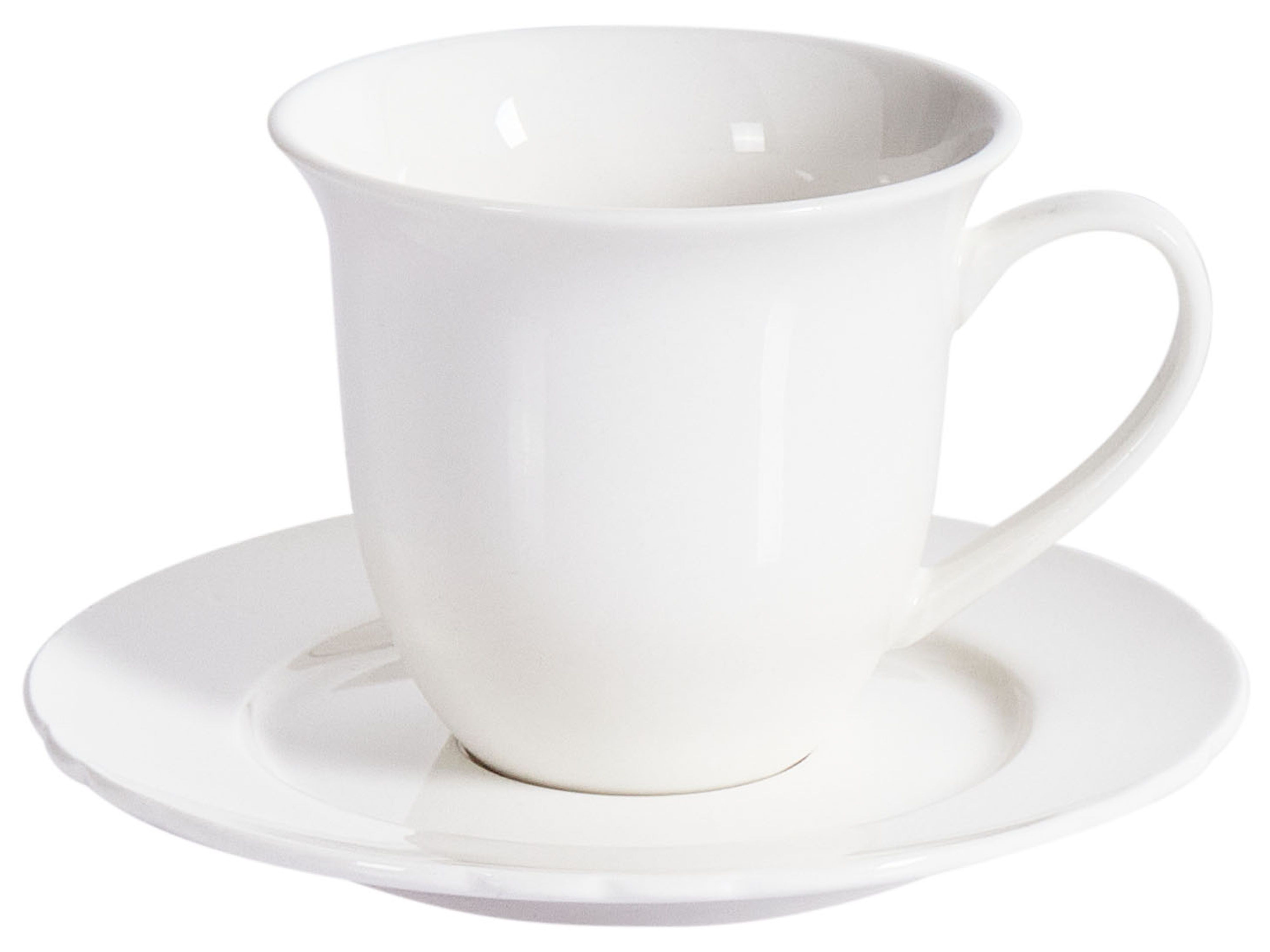 Set of 4 Cups with Saucers ELDERBERRY Porcelain White | Beliani.co.uk