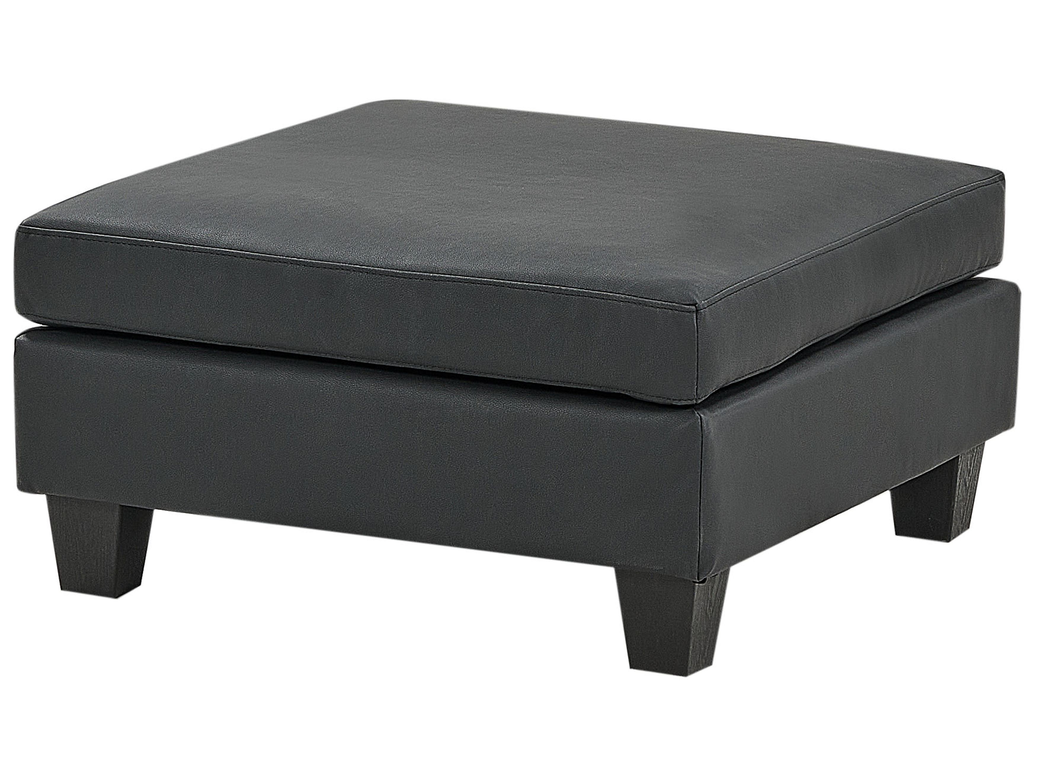 5-Sitzer Ecksofa Kunstleder schwarz rechtsseitig mit Ottomane UNSTAD ...