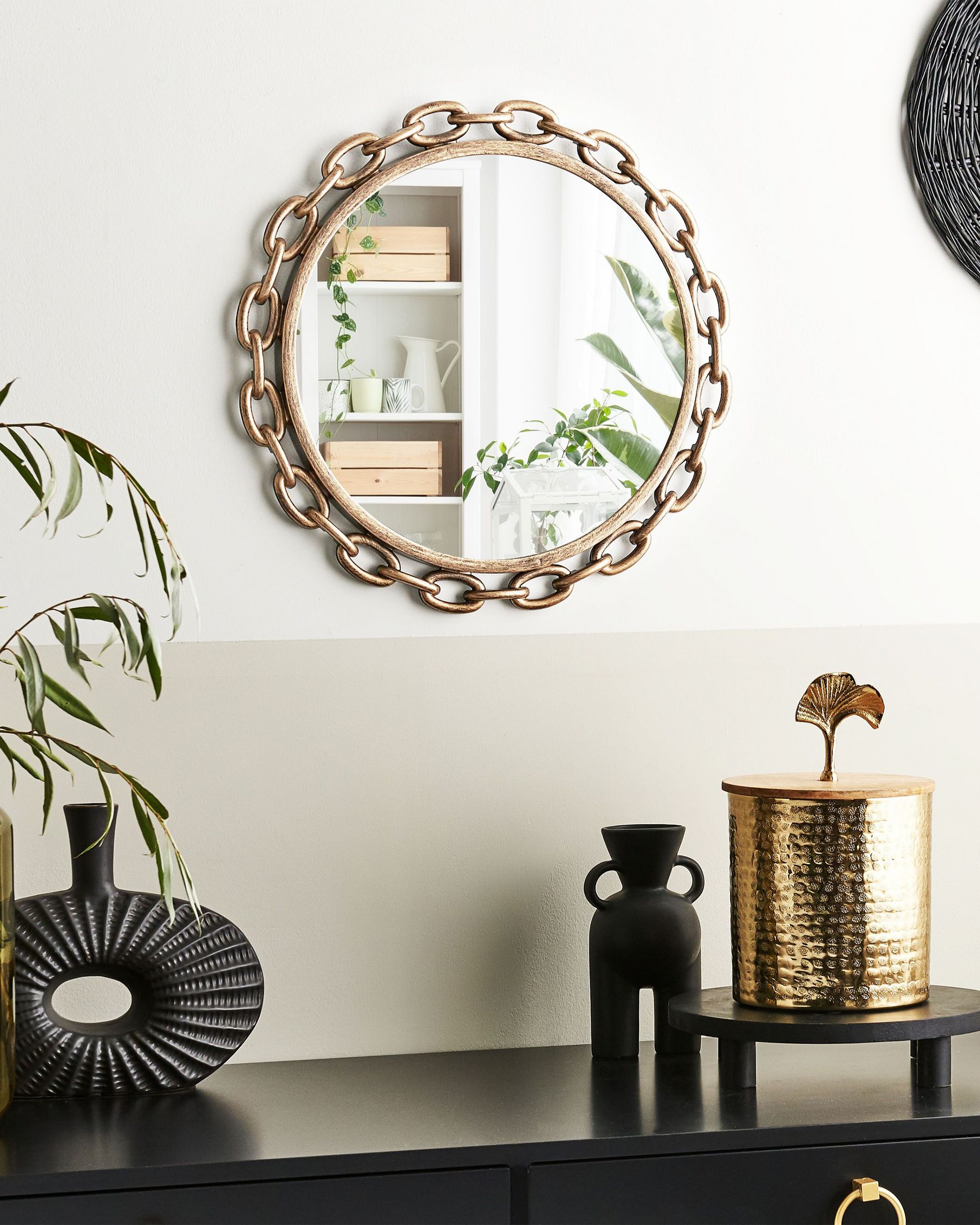 Wall Mirror YEBRA 46 cm 46 cm Gold | Beliani.co.uk