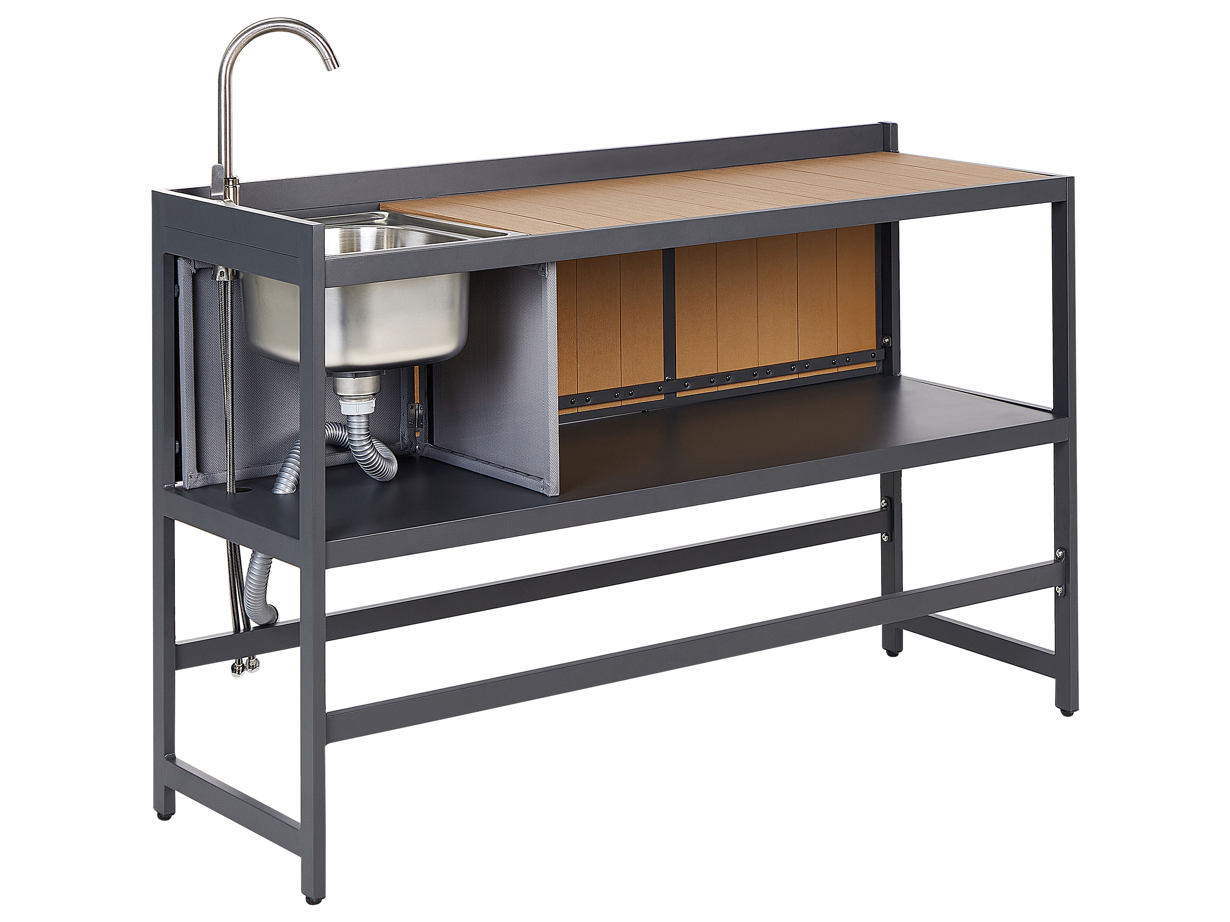 Outdoor Kitchen Set with Sink ORTISEI Metal Light Brown | Beliani.co.uk