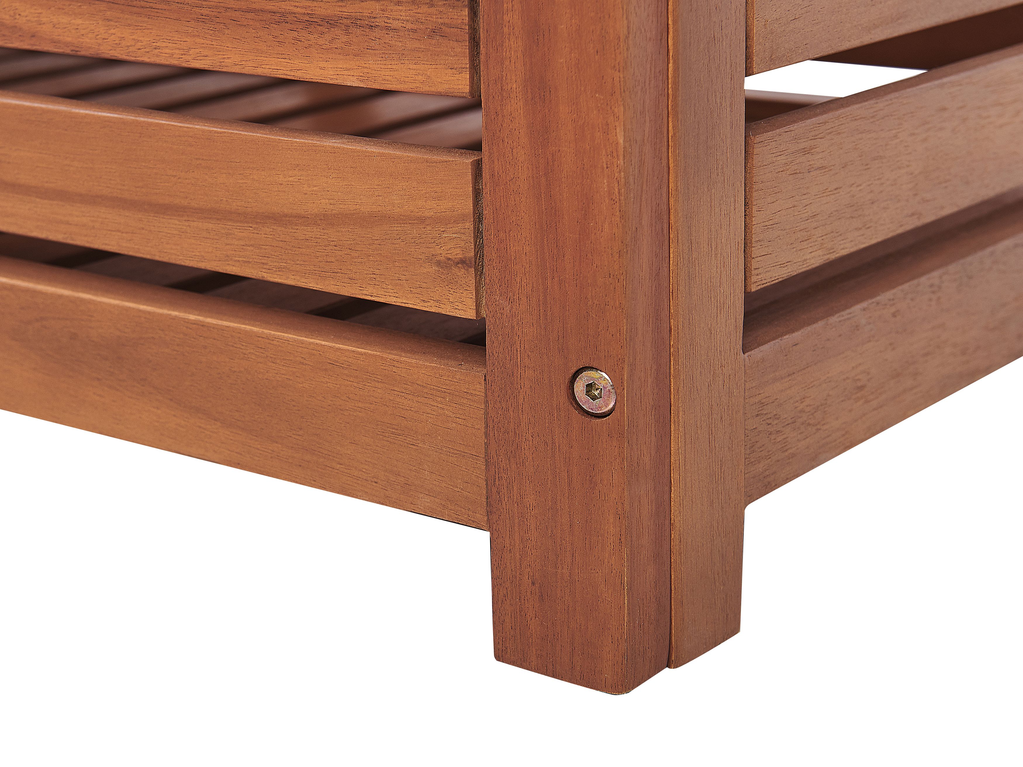 Acacia Wood Storage Bench with Wall Panel 80 cm MATINO | Beliani.co.uk