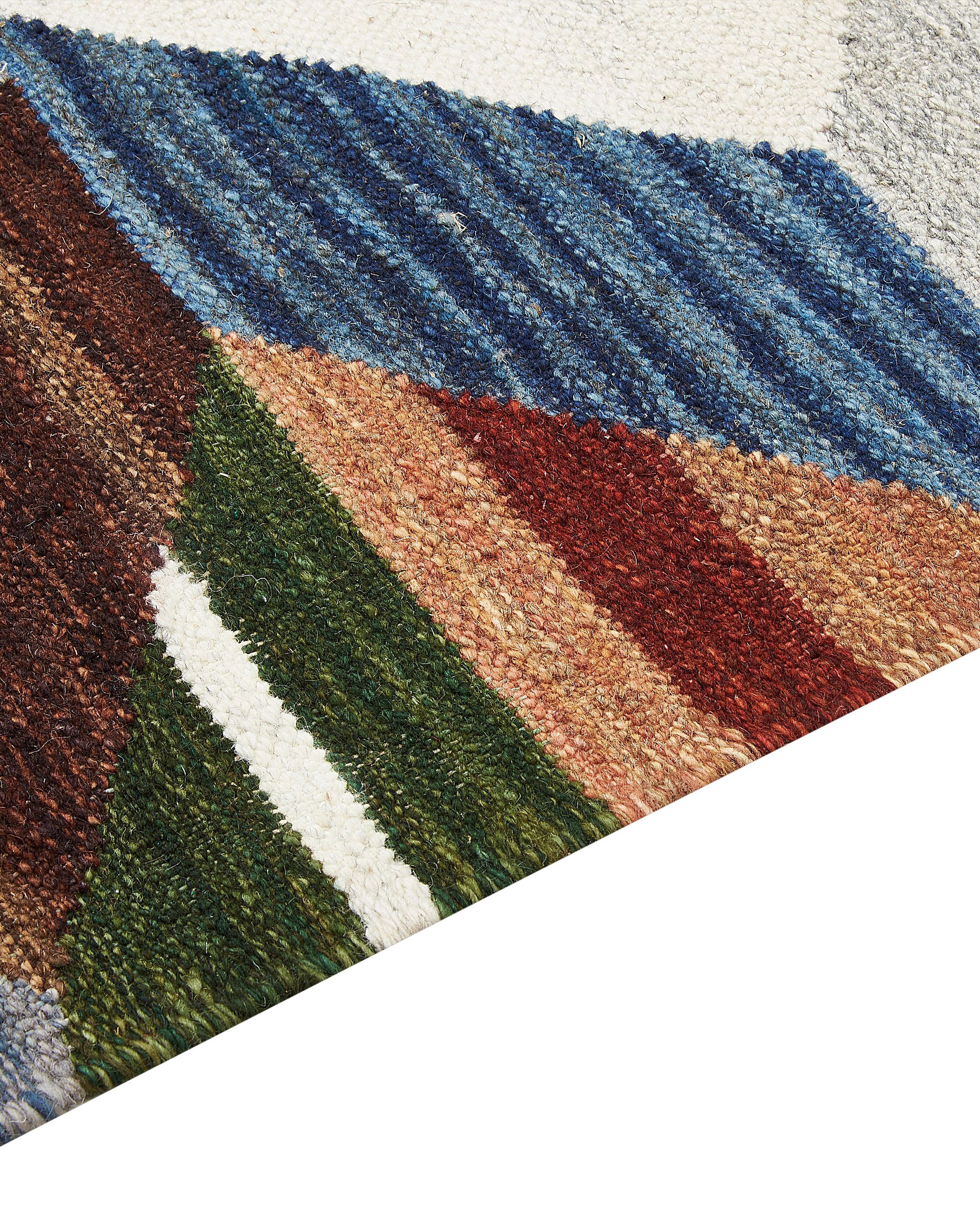 Wool Kilim Area Rug 160 x 230 cm Multicolour KANAKERAVAN | Beliani.co.uk