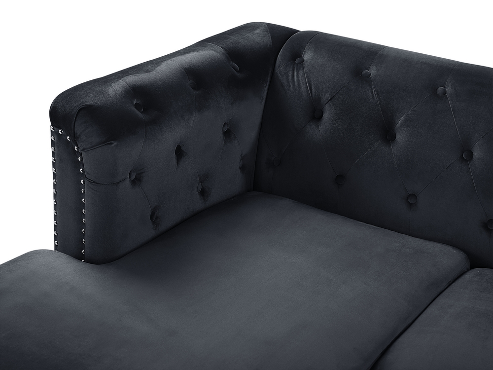 Right Hand Velvet Corner Sofa Black FLEN Beliani