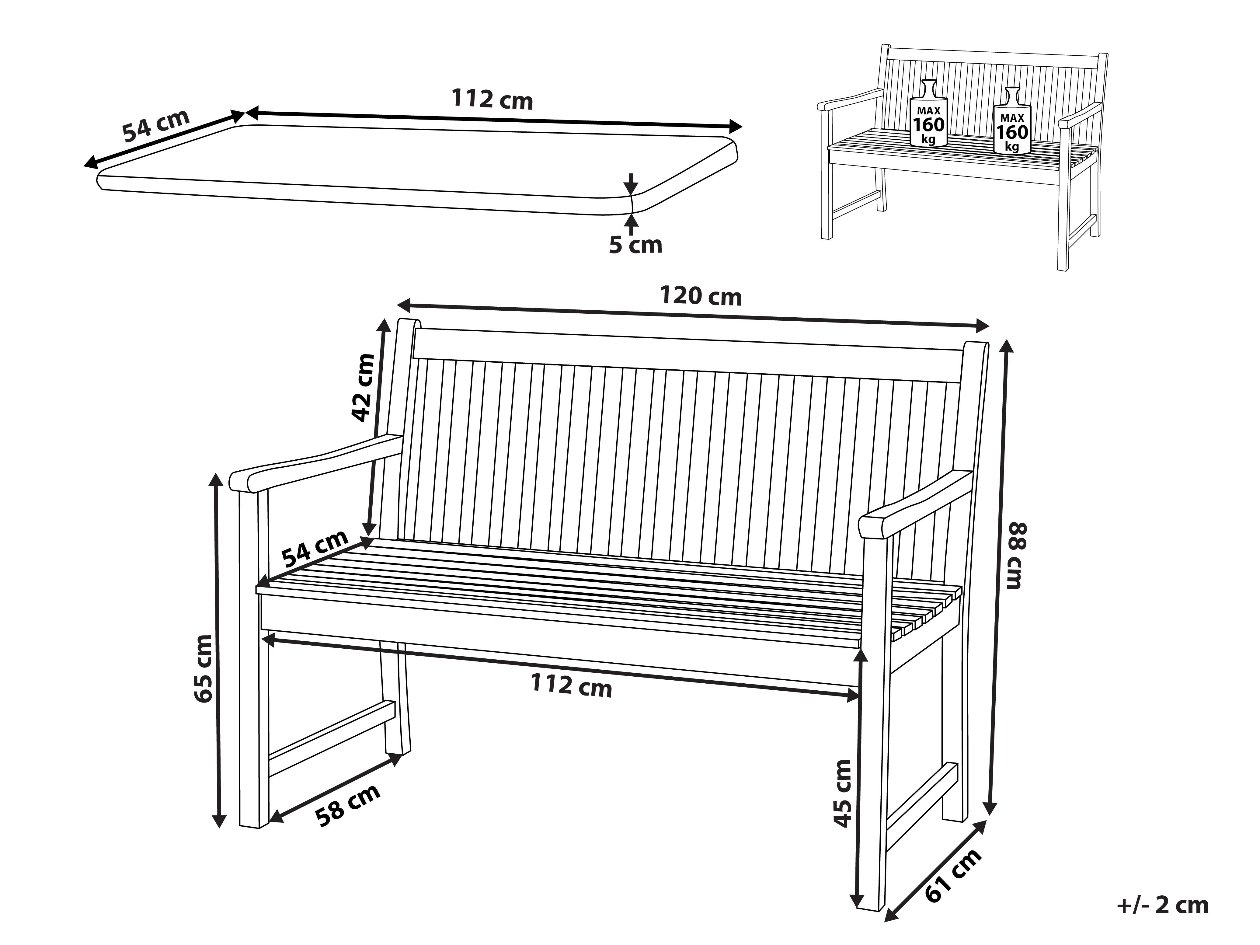 bench dimensions cm