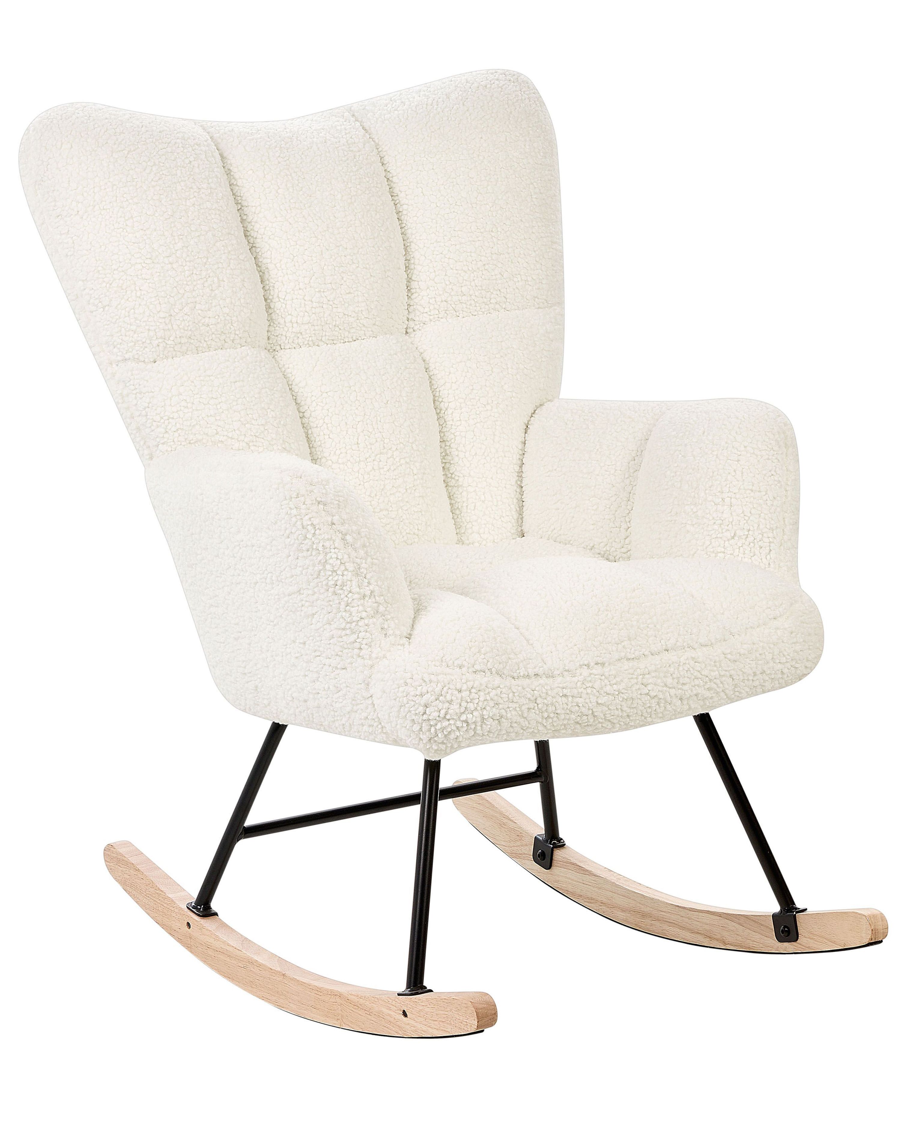 Boucle Rocking Chair White OULU | Beliani.co.uk